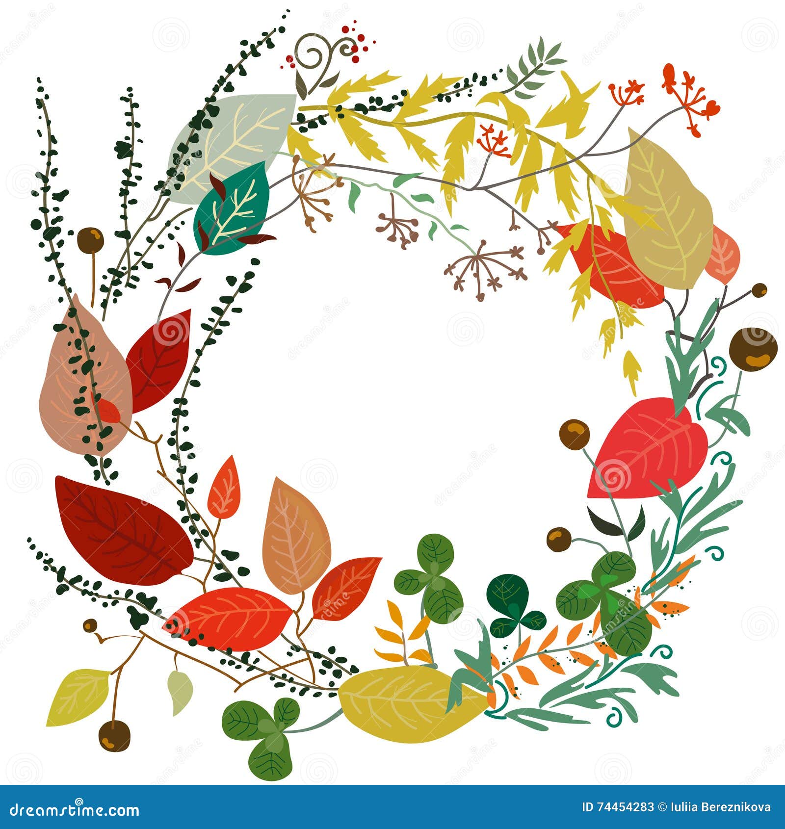 Round frame of leaves stock vector. Illustration of decor - 74454283