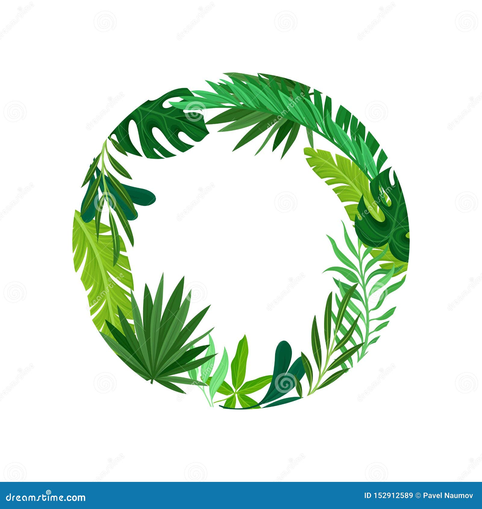 Round Frame of Leaves. Vector Illustration on White Background. Stock ...