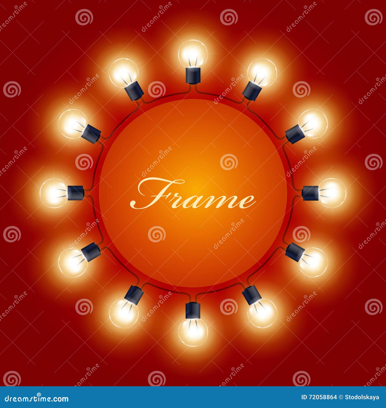 Round frame of light bulbs stock vector. Illustration of bill - 72058864
