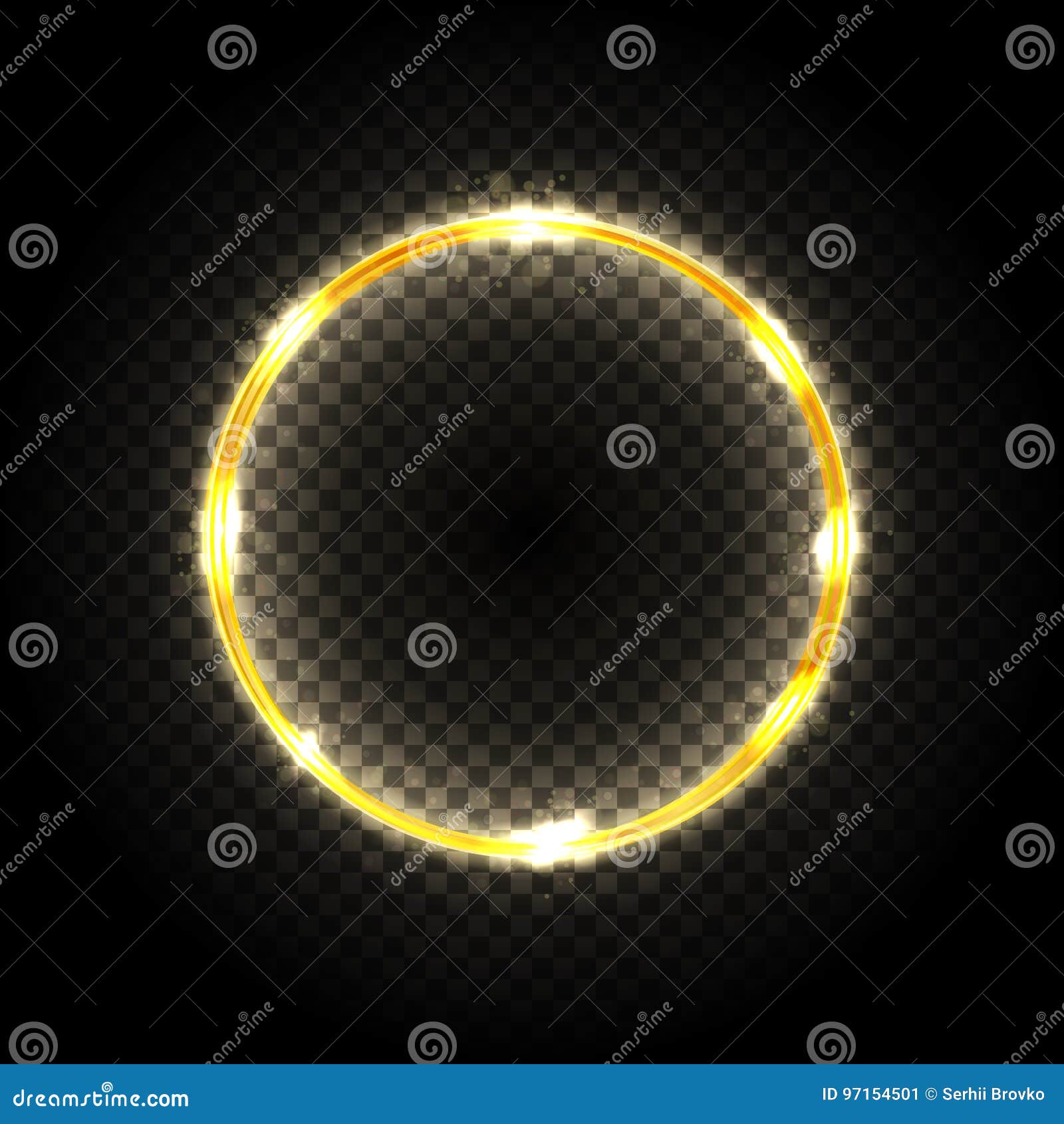 Round Frame with Lights Effects on Transparent Background. Vector ...
