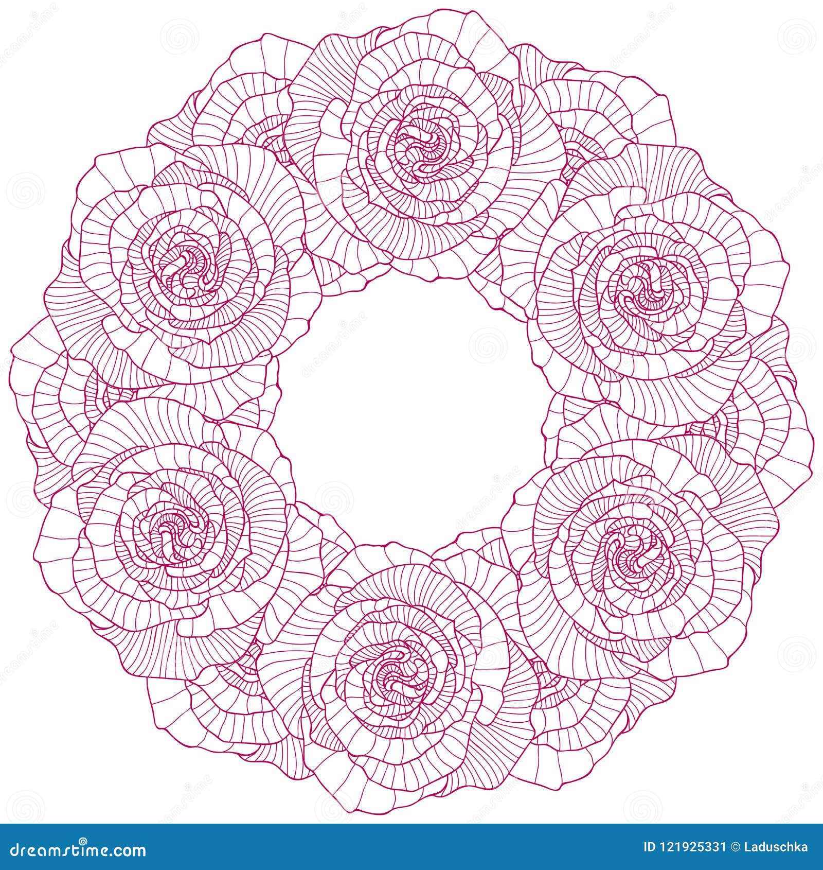 Round Frame on Linear Rose Background Stock Vector - Illustration of ...
