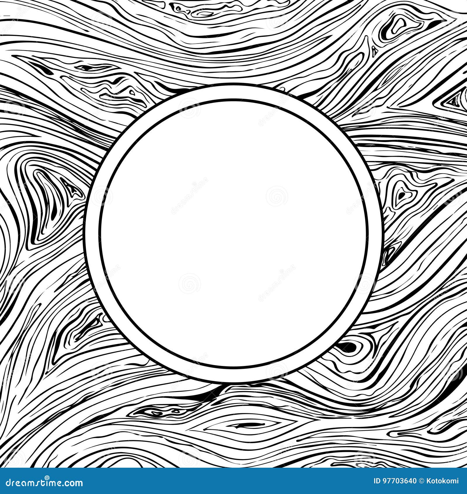 Round Frame with Lines Background. Vector Texture with Hand Drawn Ink ...