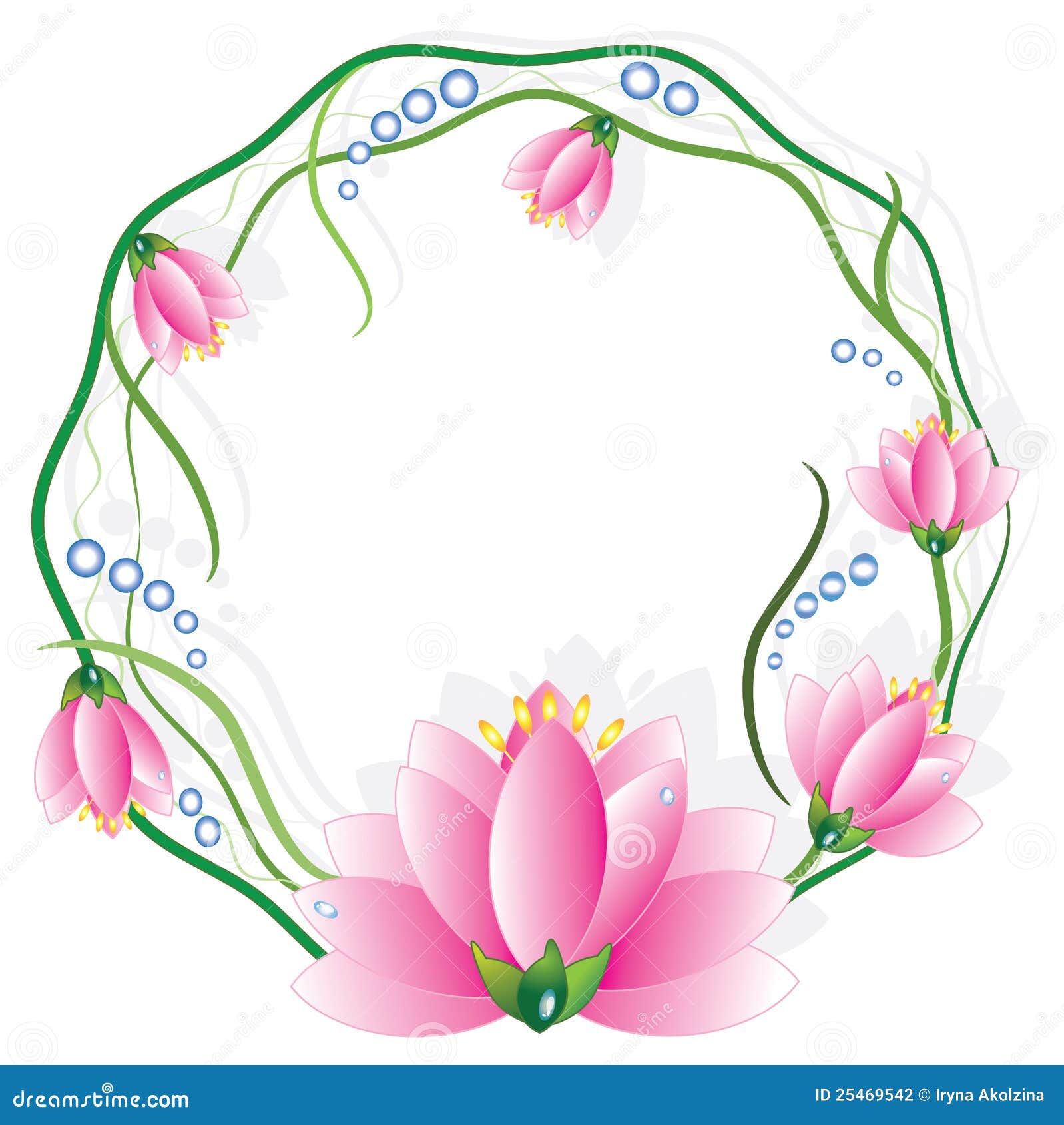Round frame with lotuses stock vector. Illustration of china - 25469542