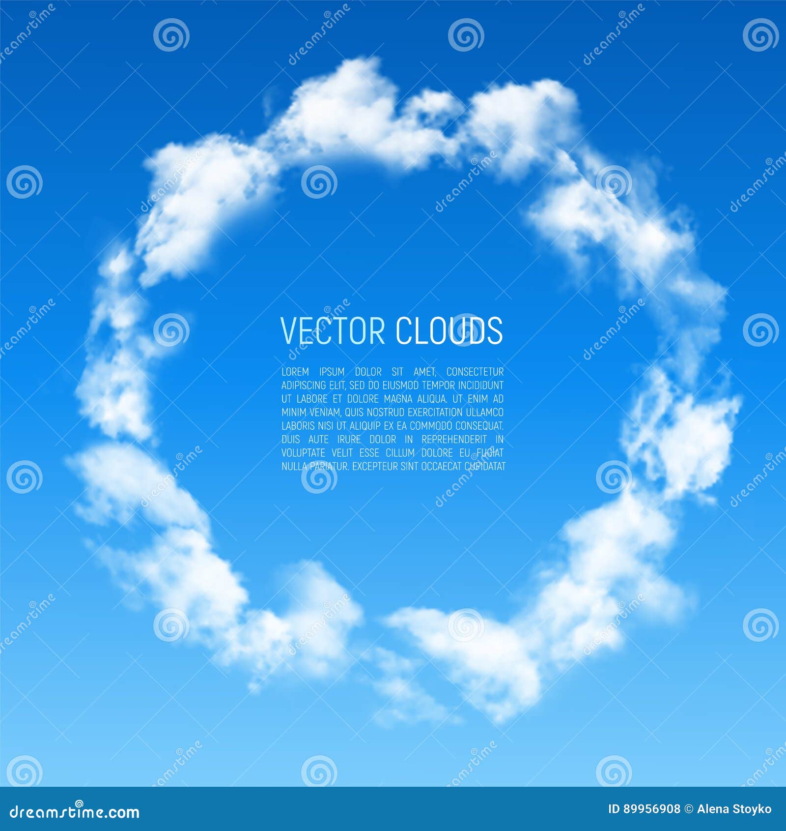 Round frame made of clouds stock vector. Illustration of pattern - 89956908