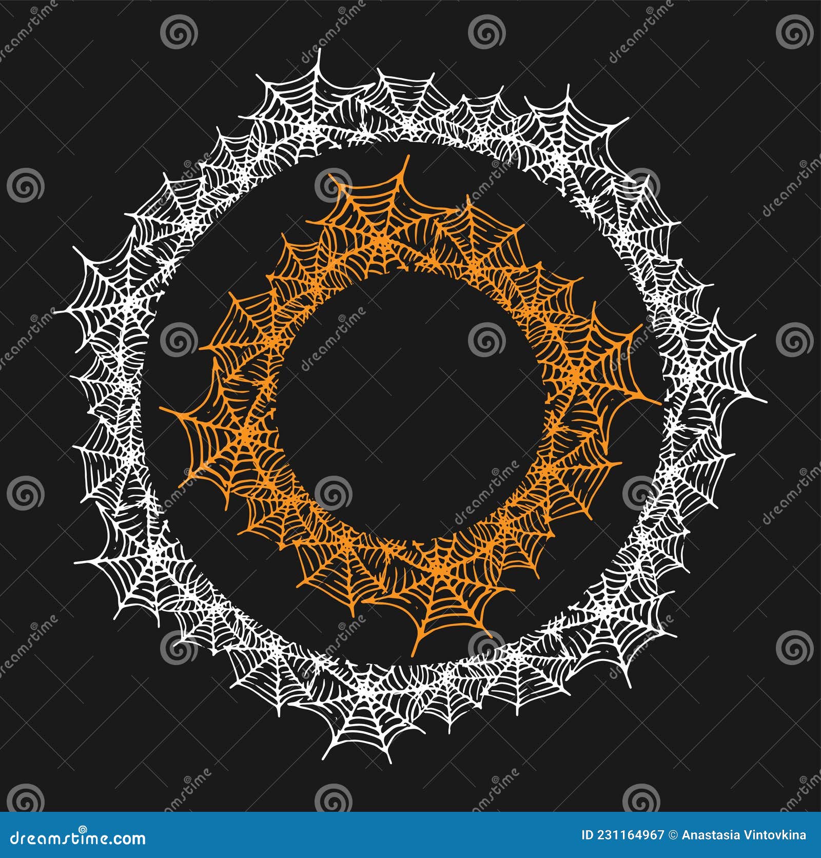 A Round Frame Made of Cobwebs with an Empty Space for Text.a Set of ...
