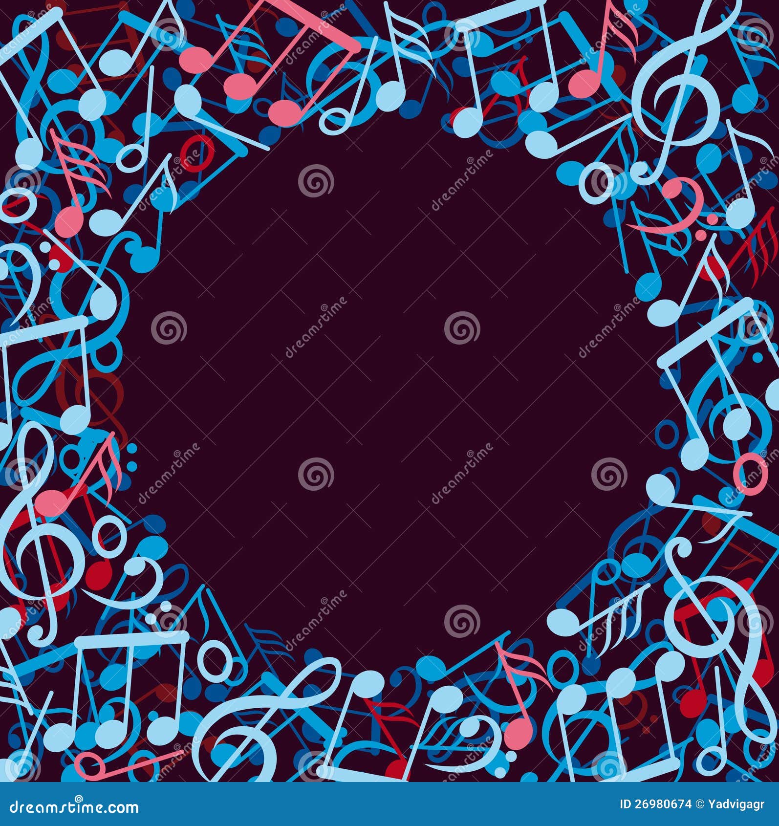 Round Frame Made of Colorful Music Notes Stock Vector - Illustration of ...