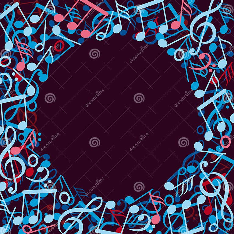 Round Frame Made of Colorful Music Notes Stock Vector - Illustration of ...