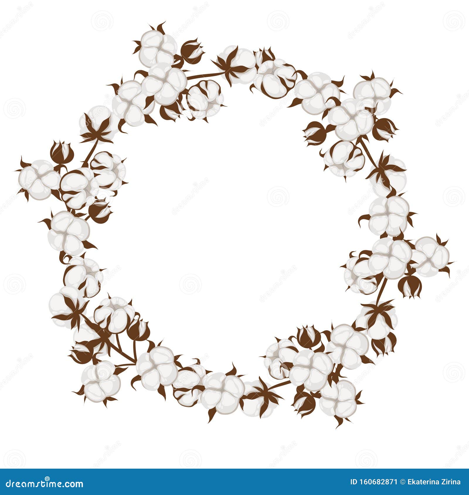 Round Frame Made of Cotton Plants. Vector Graphics Stock Illustration ...