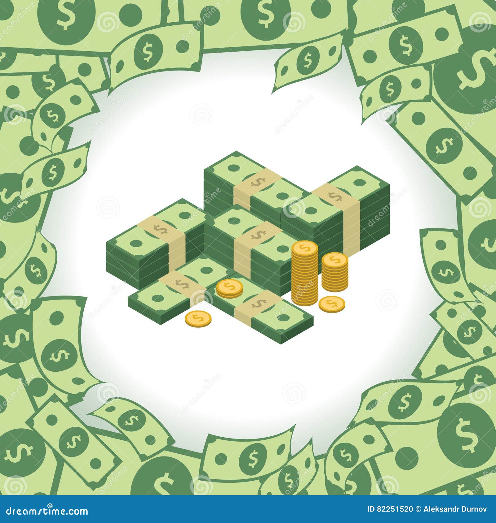 Round Frame Made of Dollars. Stack of Money. Element for Your Business ...