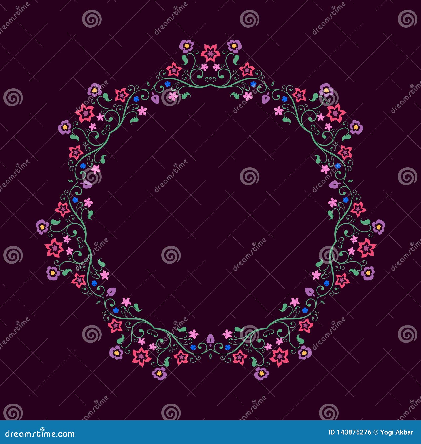 Round Frame Made of Floral Elements. Mandala Border Stock Vector ...