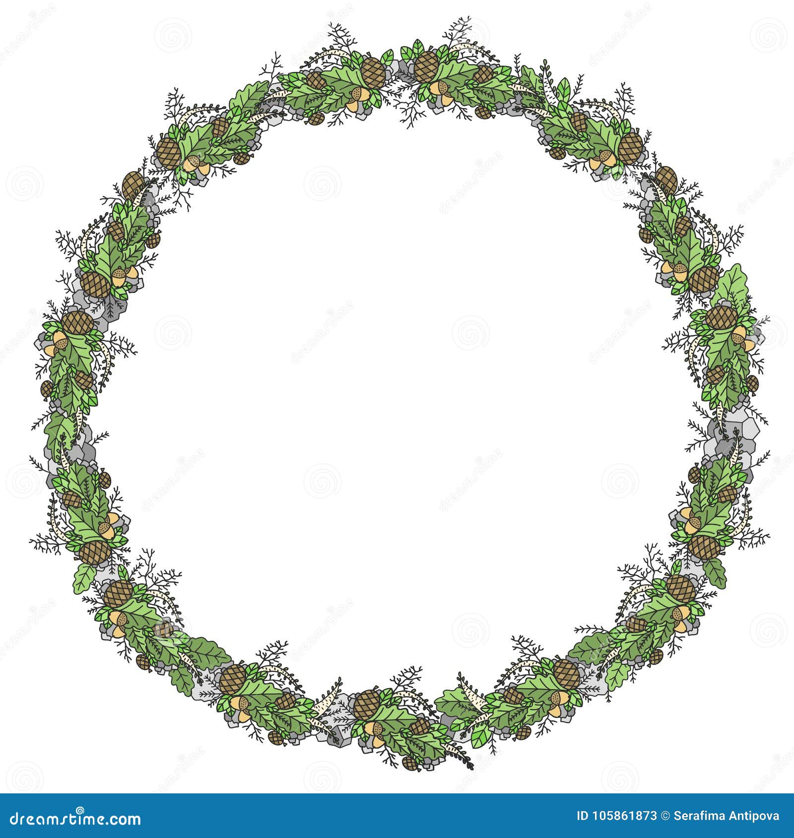 Round Frame Made from Forest Plants Vector Stock Vector - Illustration ...