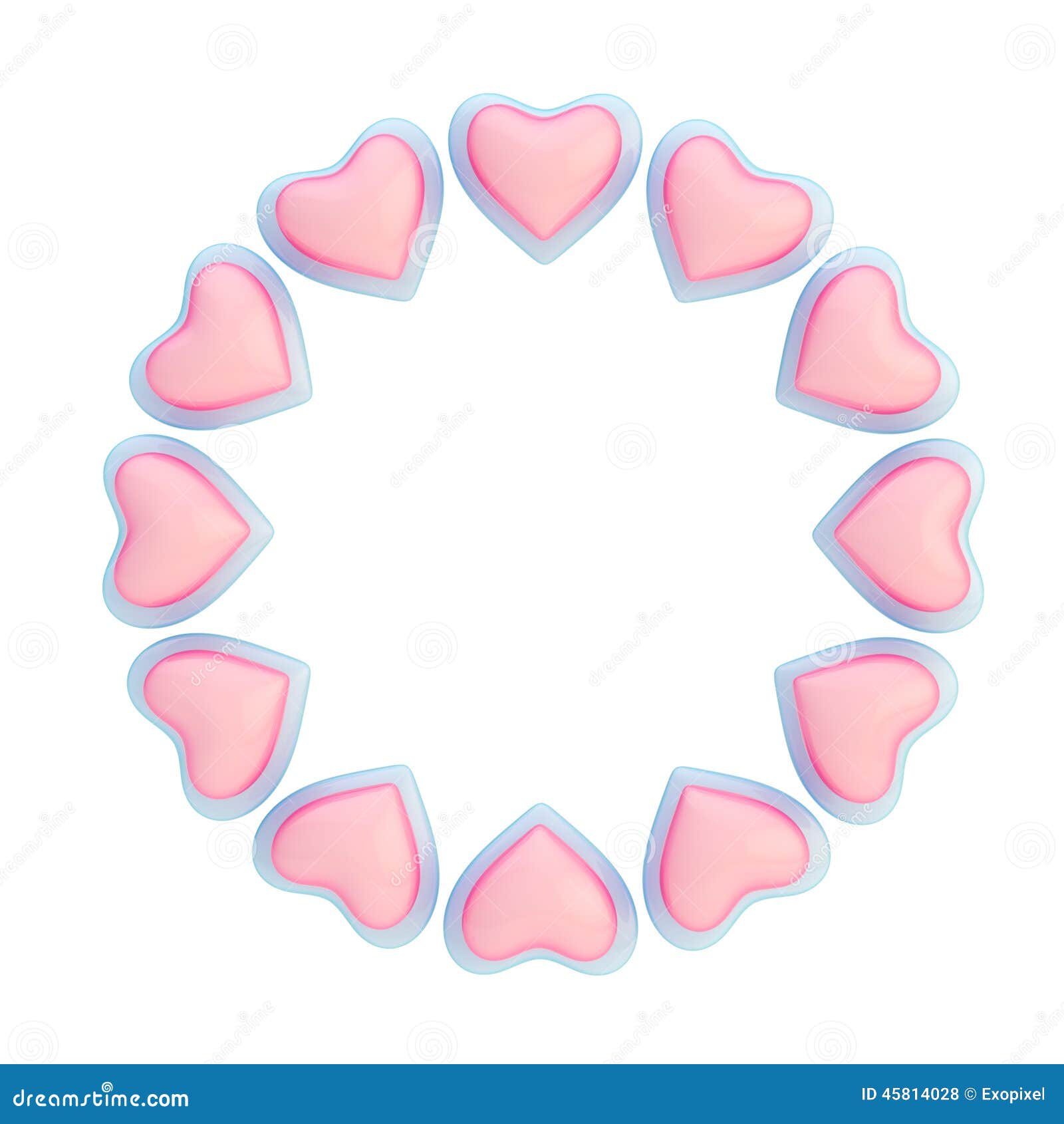 Round Frame Made of Hearts Isolated Stock Illustration - Illustration ...