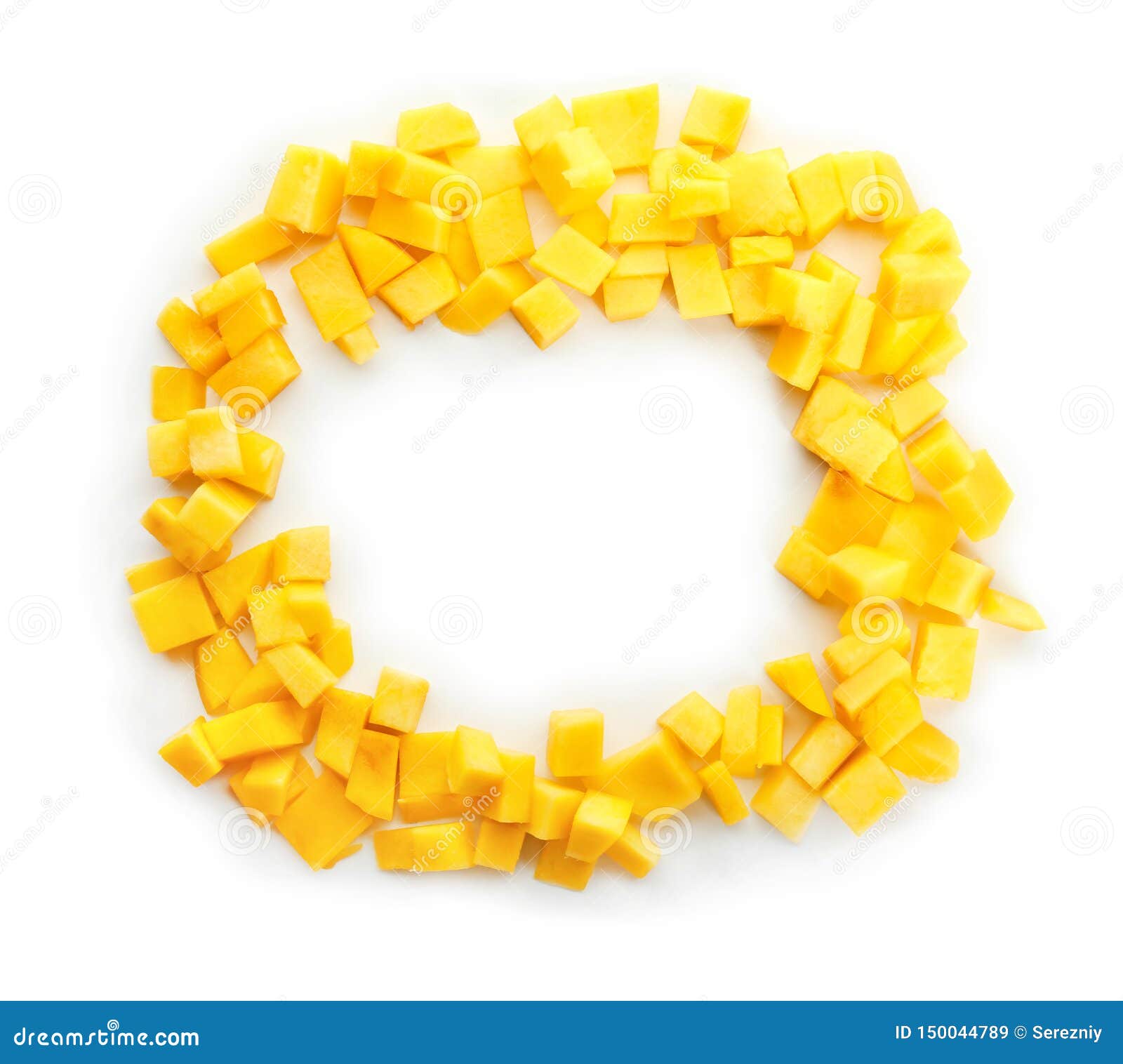 Round Frame Made of Mango Pieces on White Background Stock Image ...