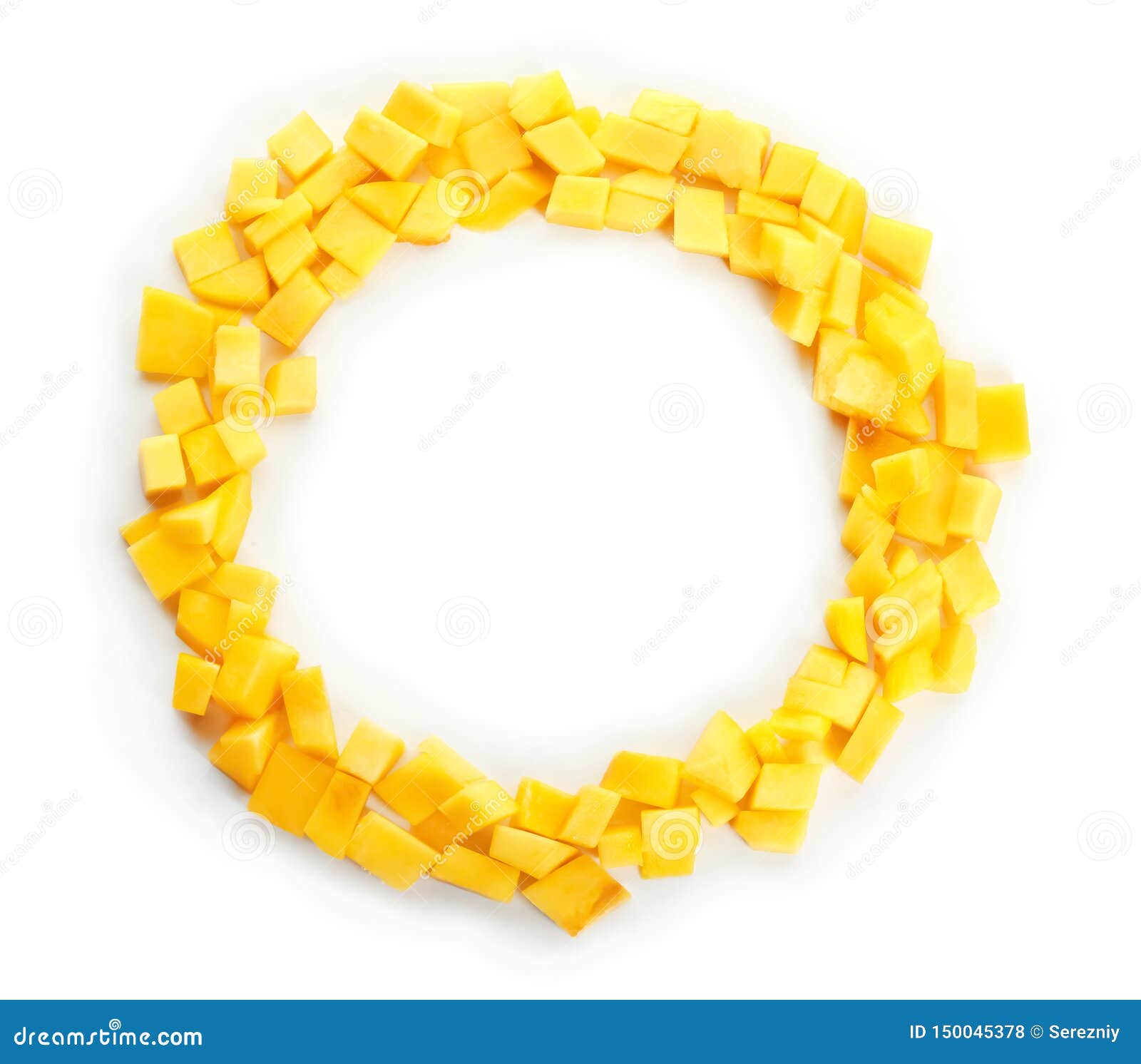 Round Frame Made of Mango Pieces on White Background Stock Photo ...