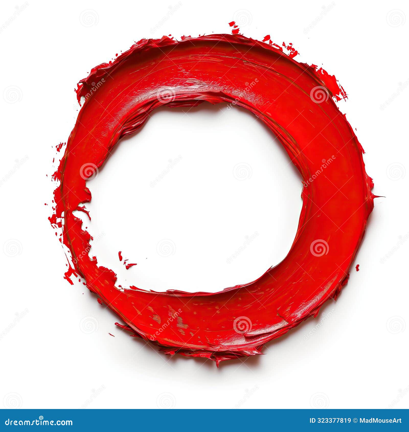 Round Frame Made with Red Paint Isolated on White Background Stock ...
