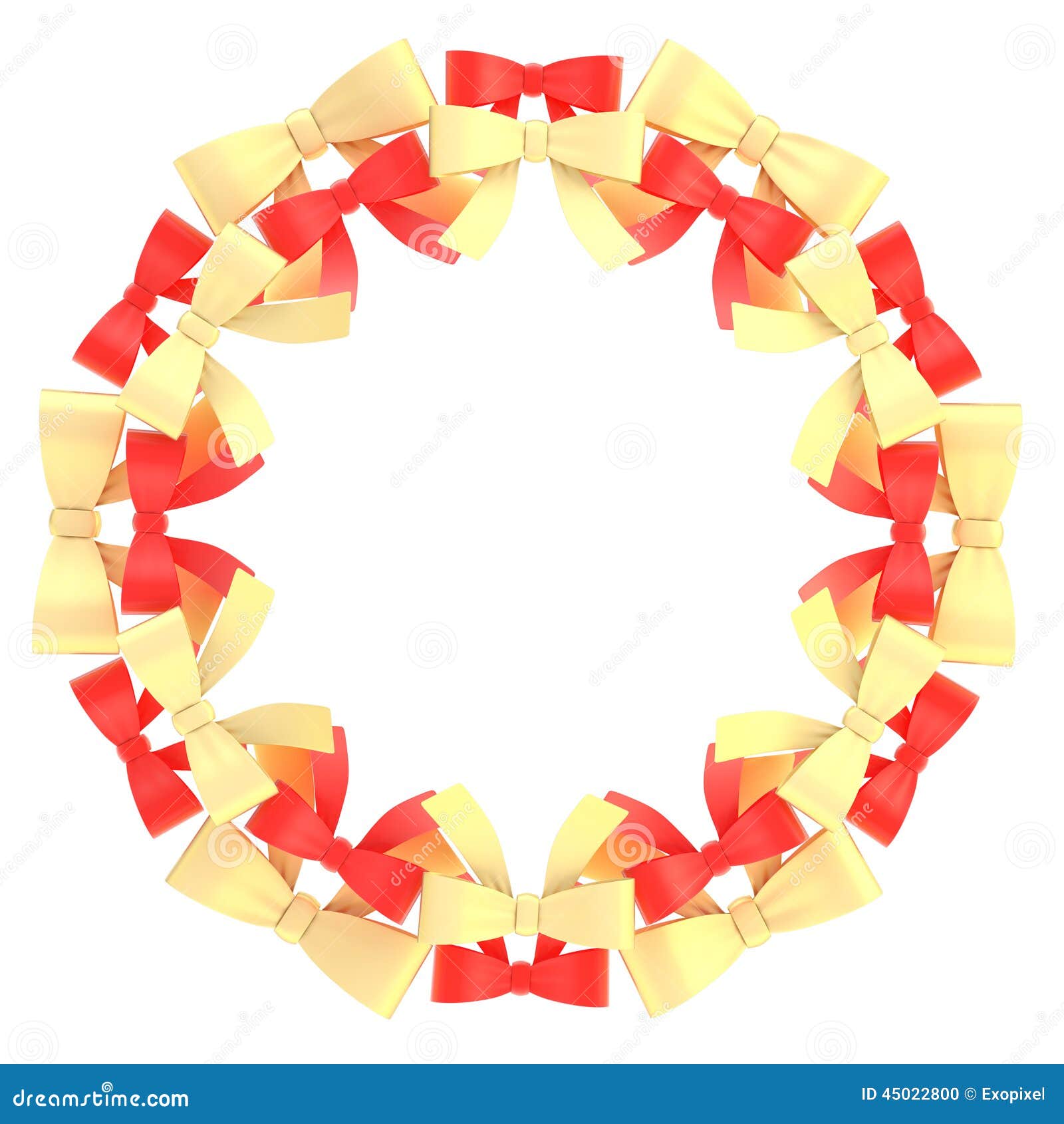 Round Frame Made of Ribbon Bows Stock Illustration - Illustration of ...