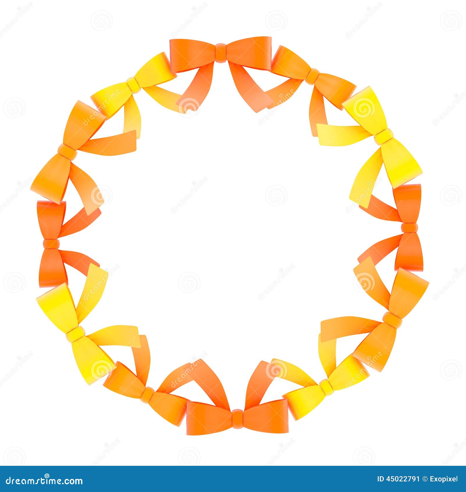 Round Frame Made of Ribbon Bows Stock Illustration - Illustration of ...