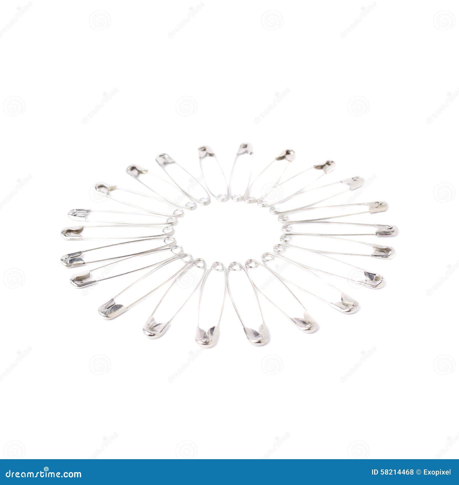 Round Frame Made of Safety Pins Isolated on White Stock Photo - Image ...