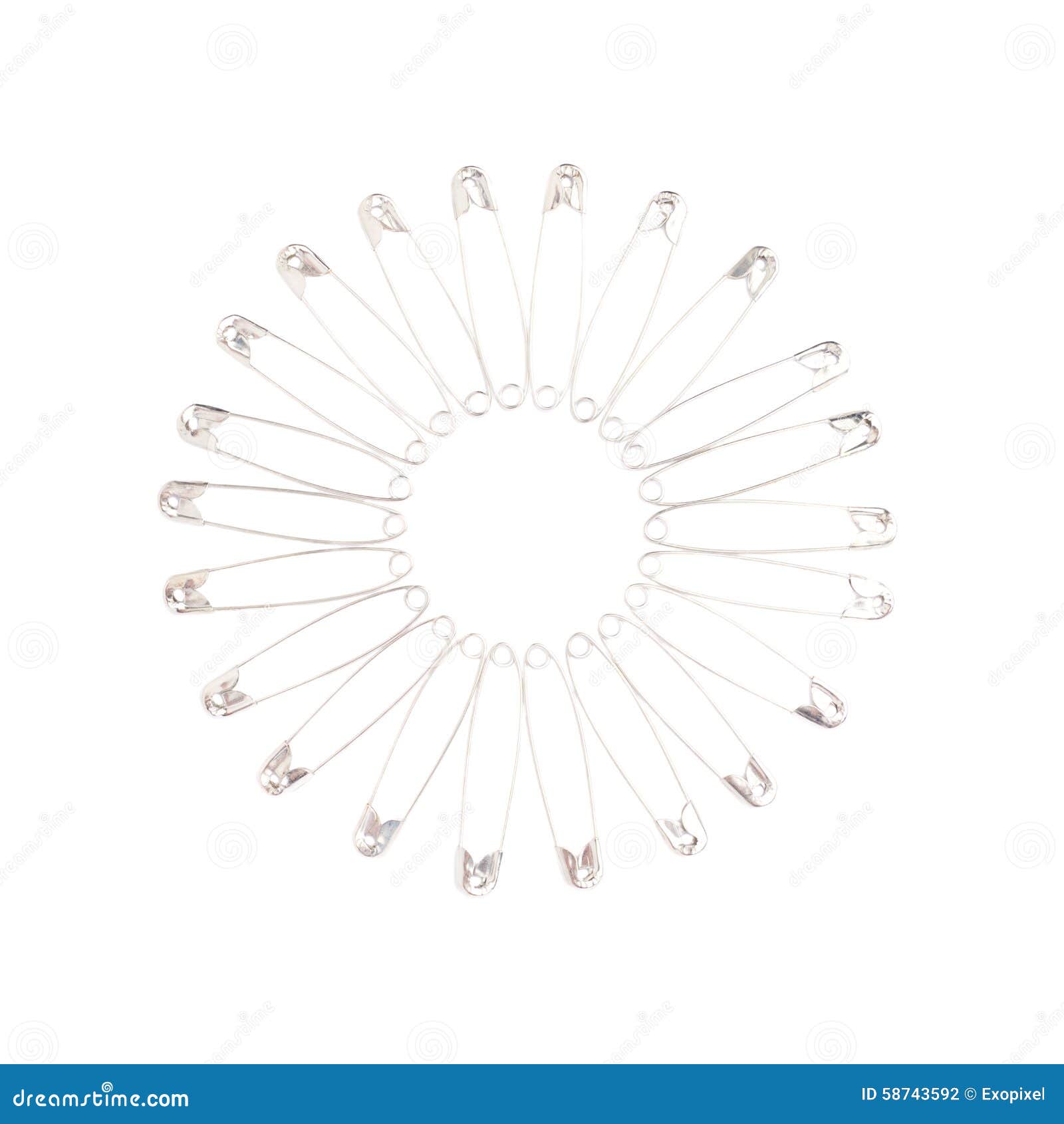 Round Frame Made of Safety Pins Isolated on White Stock Photo - Image ...