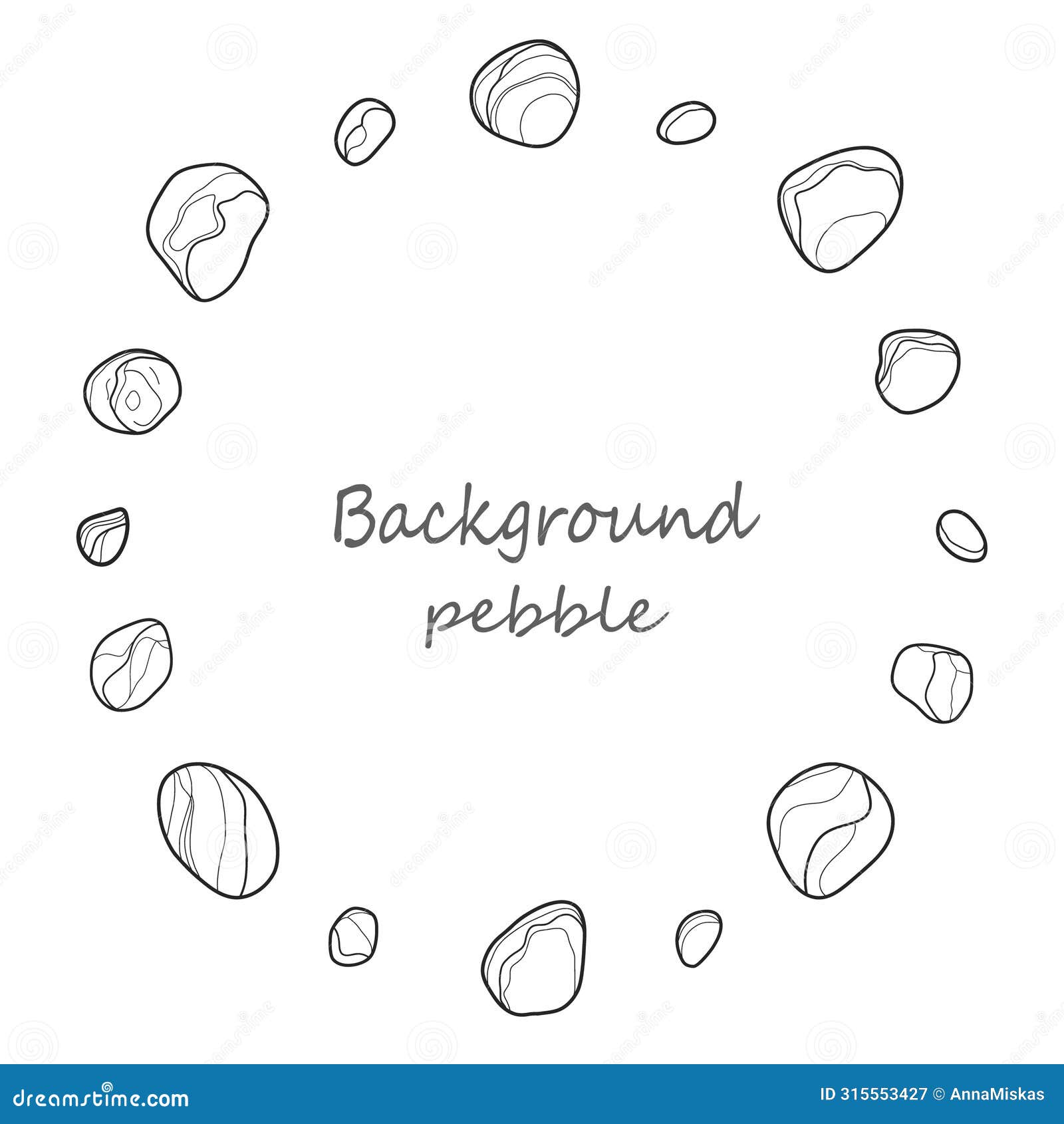 Round Frame Made of Sea Pebbles, Outline. Stock Vector - Illustration ...