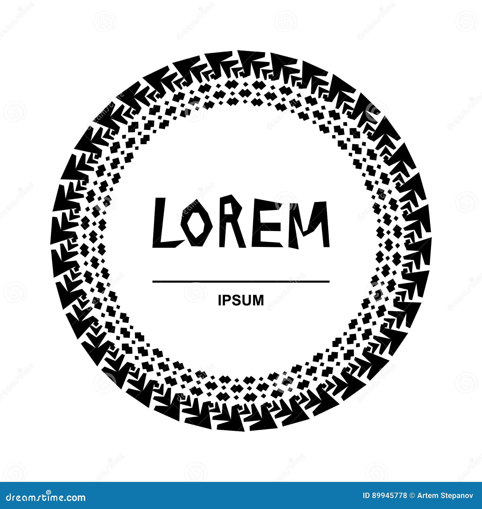 Round Frame Made of Simple Geometric Shapes Stock Vector - Illustration ...