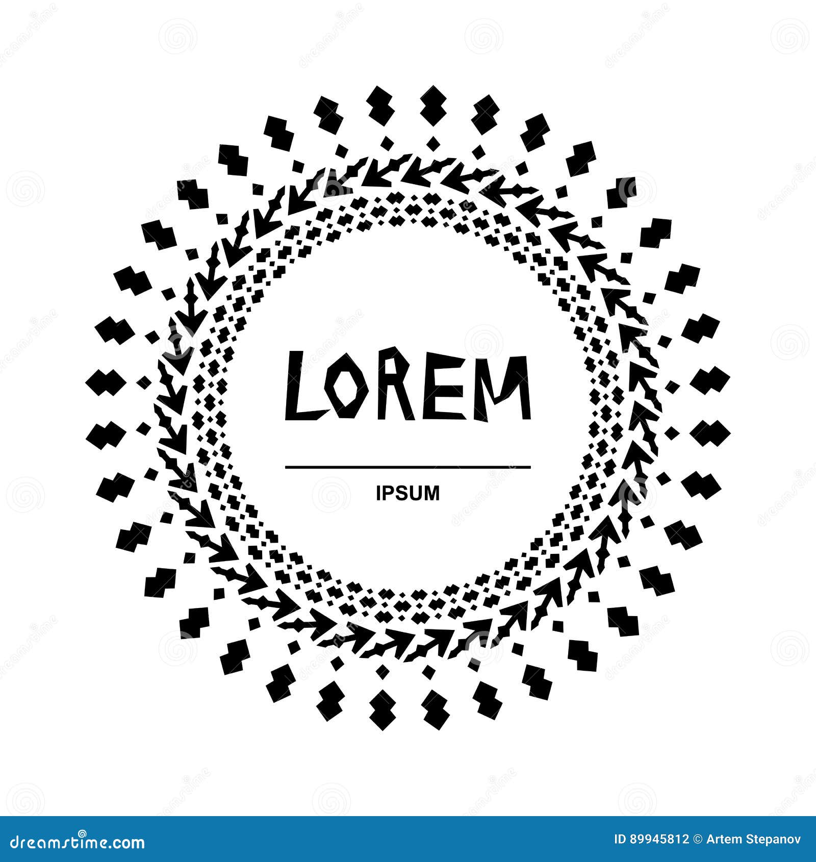 Round Frame Made of Simple Geometric Shapes Stock Vector - Illustration ...