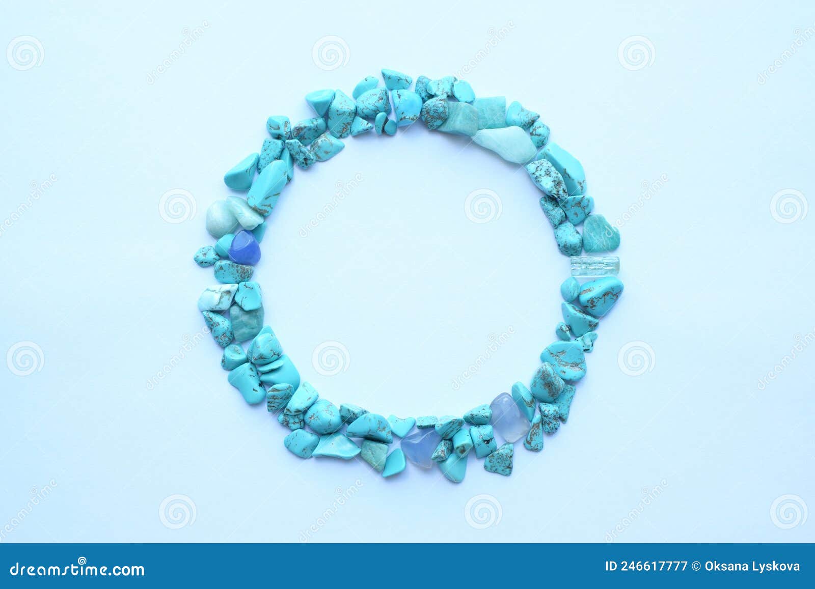 Round Frame Made of Turquoise Semi-precious Stones with Place for Text ...