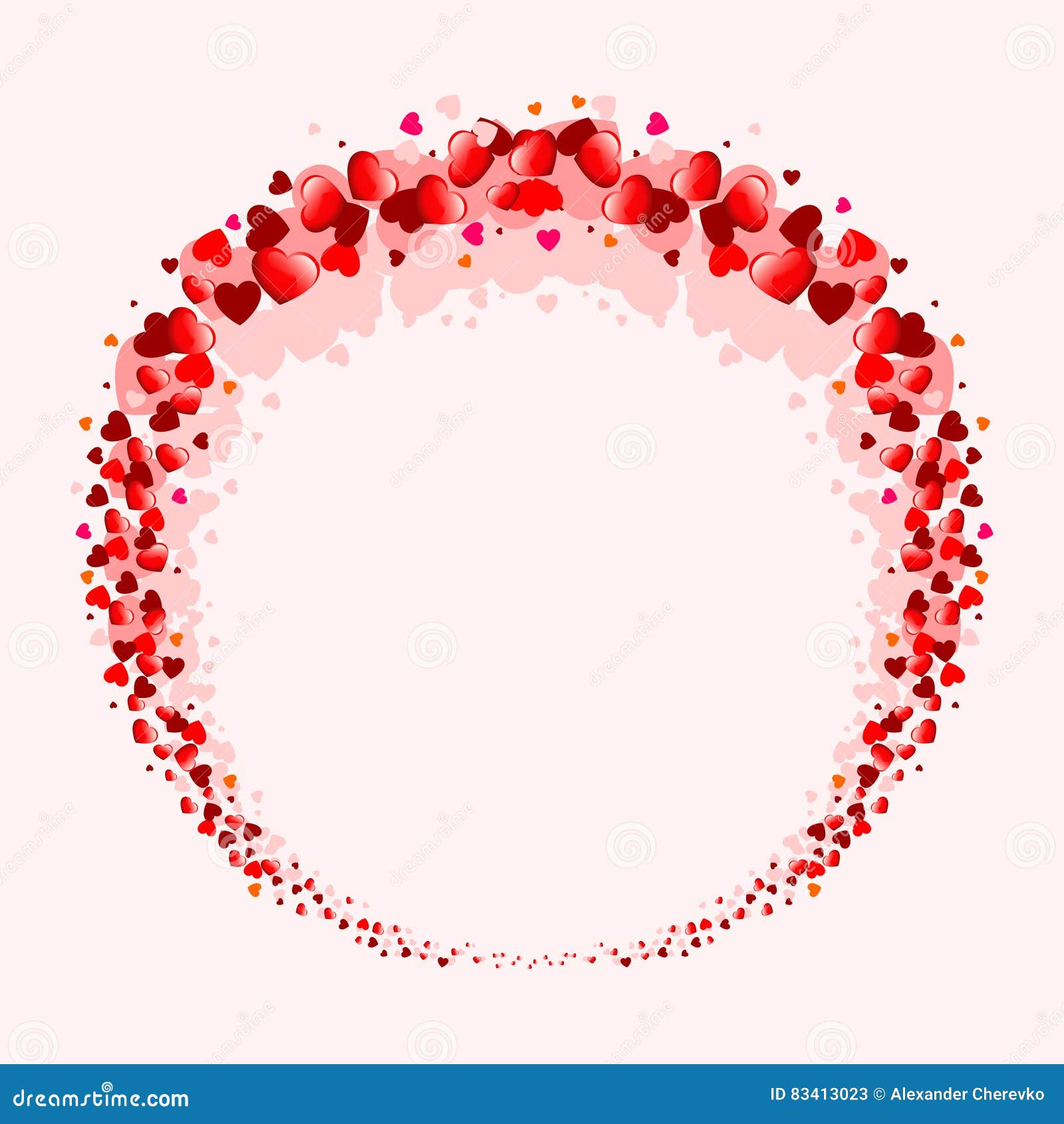 Round Frame with Many Hearts Stock Vector - Illustration of banner ...