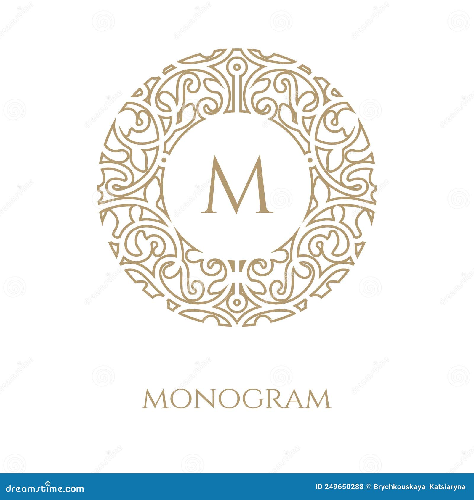 Round Ornamental Frame Monogram. Stock Vector - Illustration of banner ...