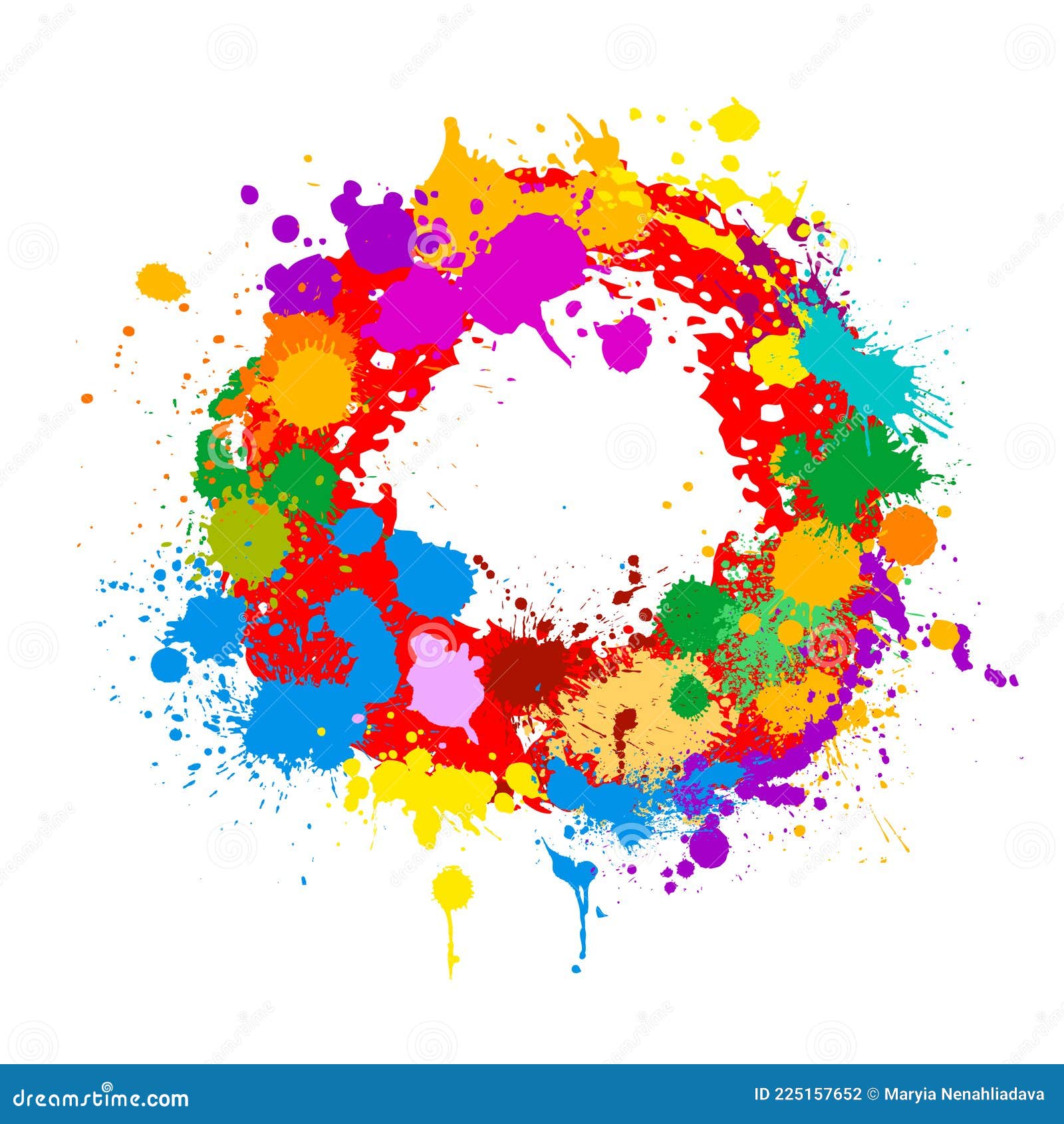 Round Frame of Multi-colored Paint Spots. Vector Illustration Stock ...
