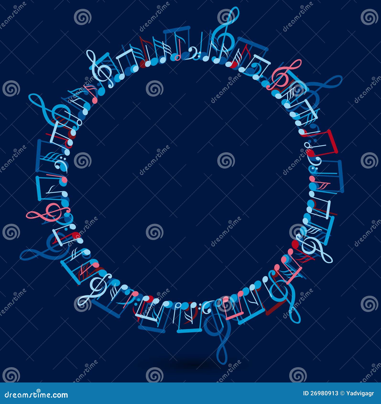 Round Frame with Music Notes Stock Vector - Illustration of music, dark ...