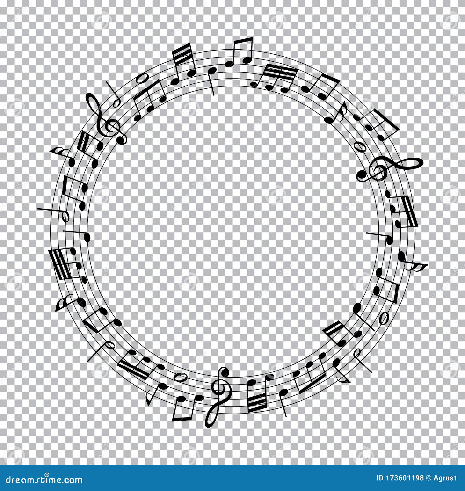 Round Frame with Music Notes on White Background Stock Vector ...