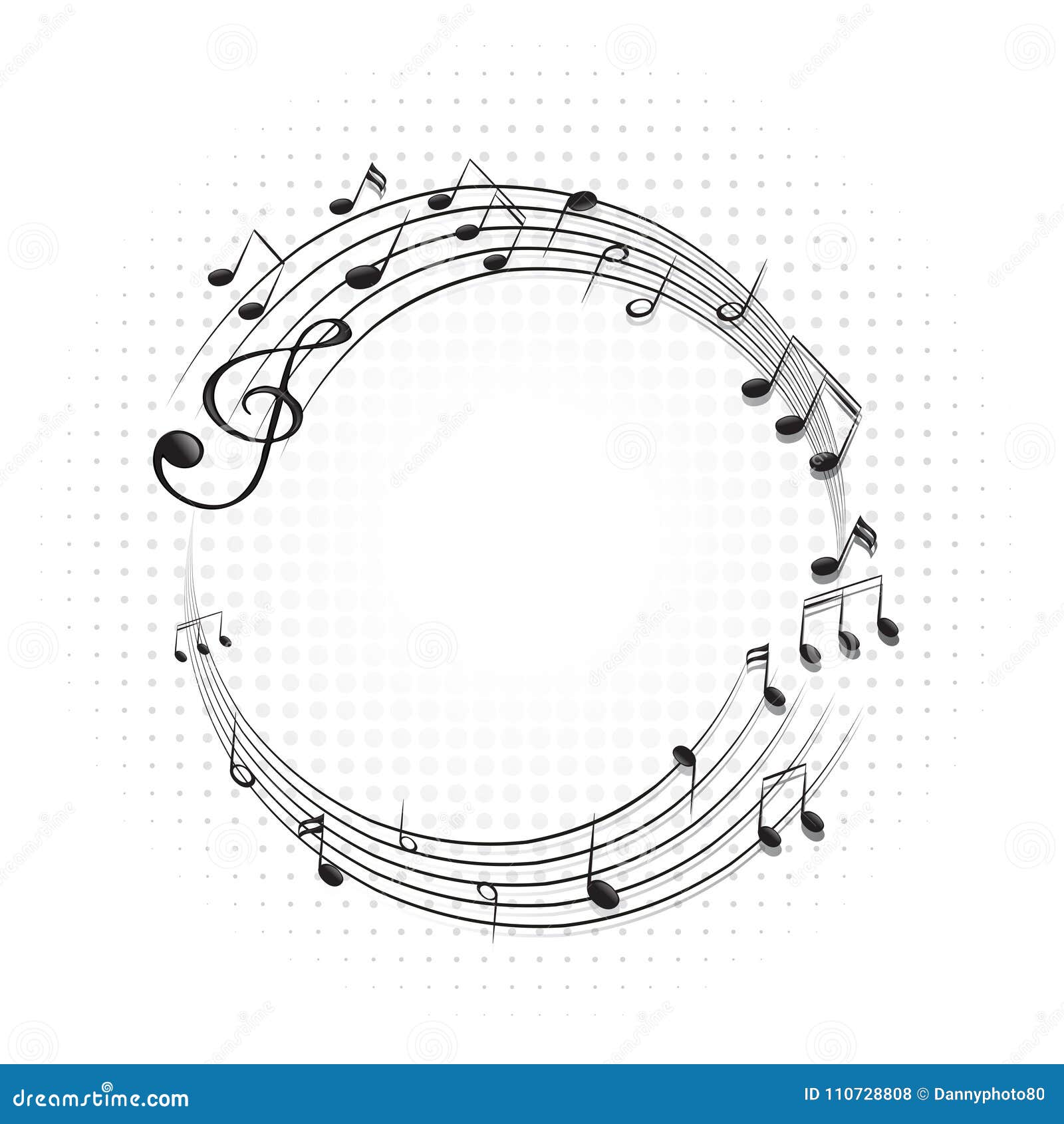Round Frame with Music Notes on Scales Stock Vector - Illustration of ...