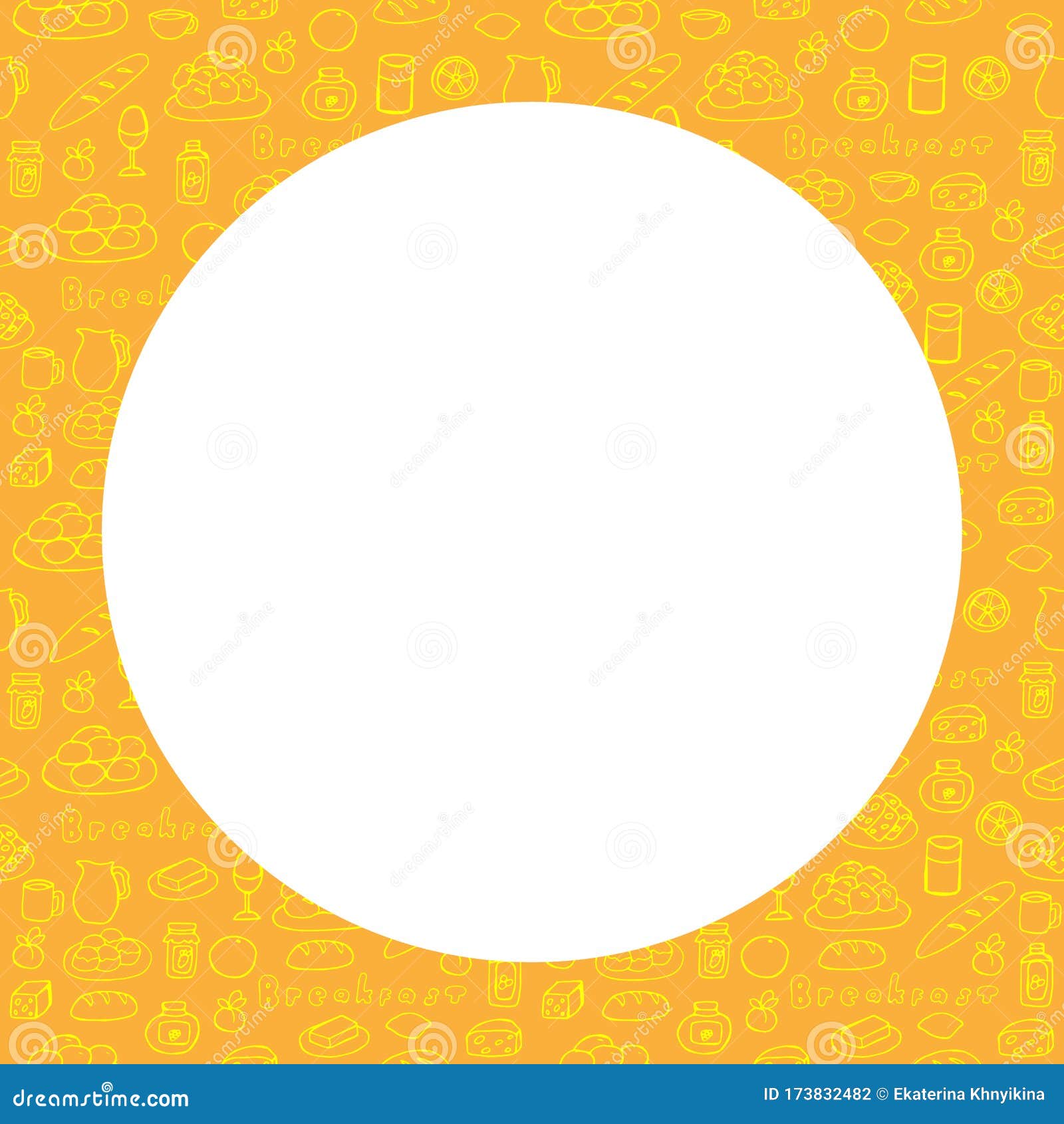 Round Frame on Orange Seamless Food Pattern Stock Illustration ...