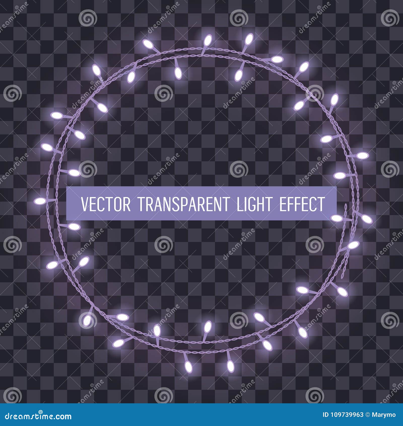 Round Frame of Overlapping, Glowing String Lights on a Transparent ...