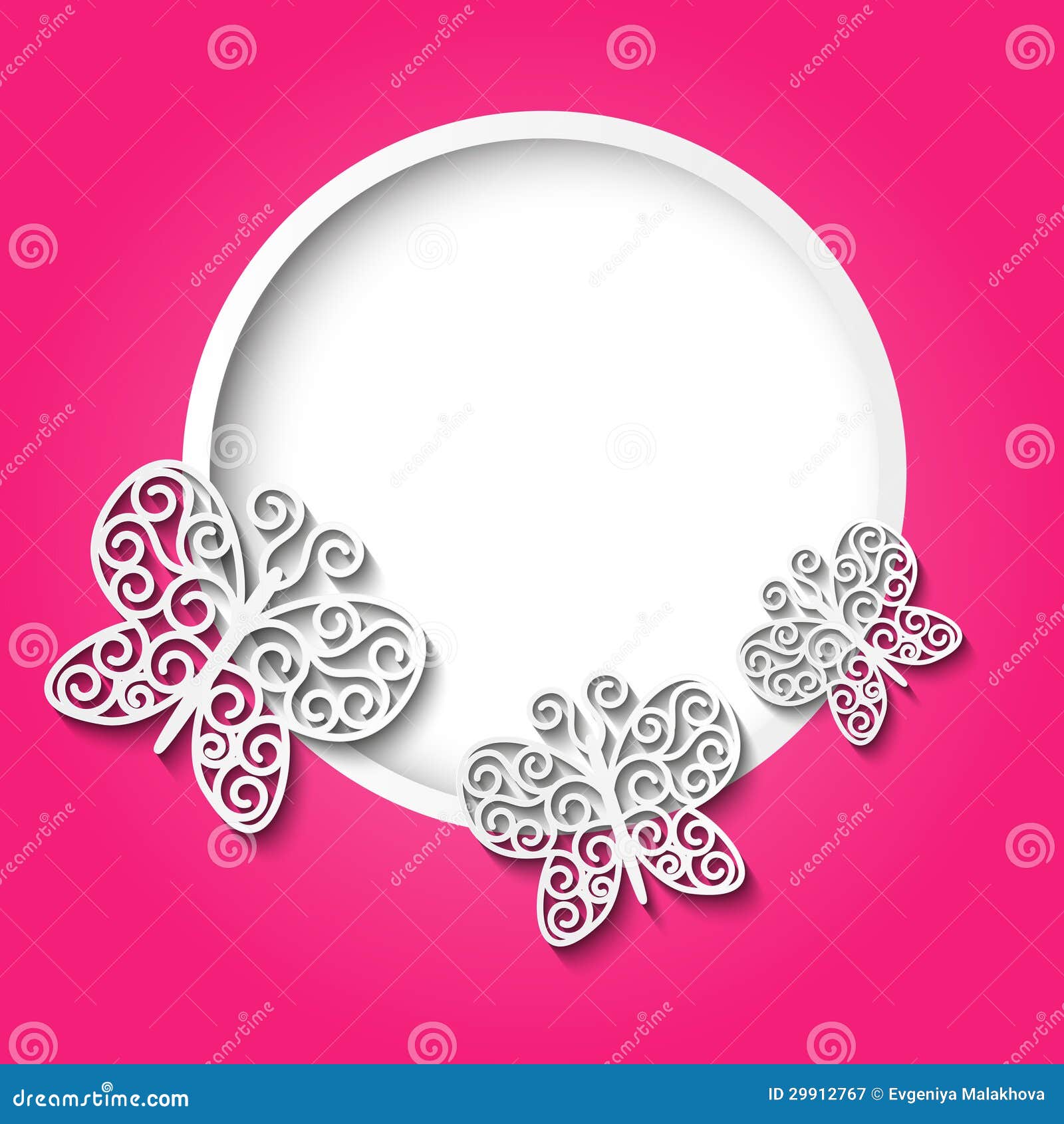 Round Frame with Butterflies Stock Vector - Illustration of paper ...