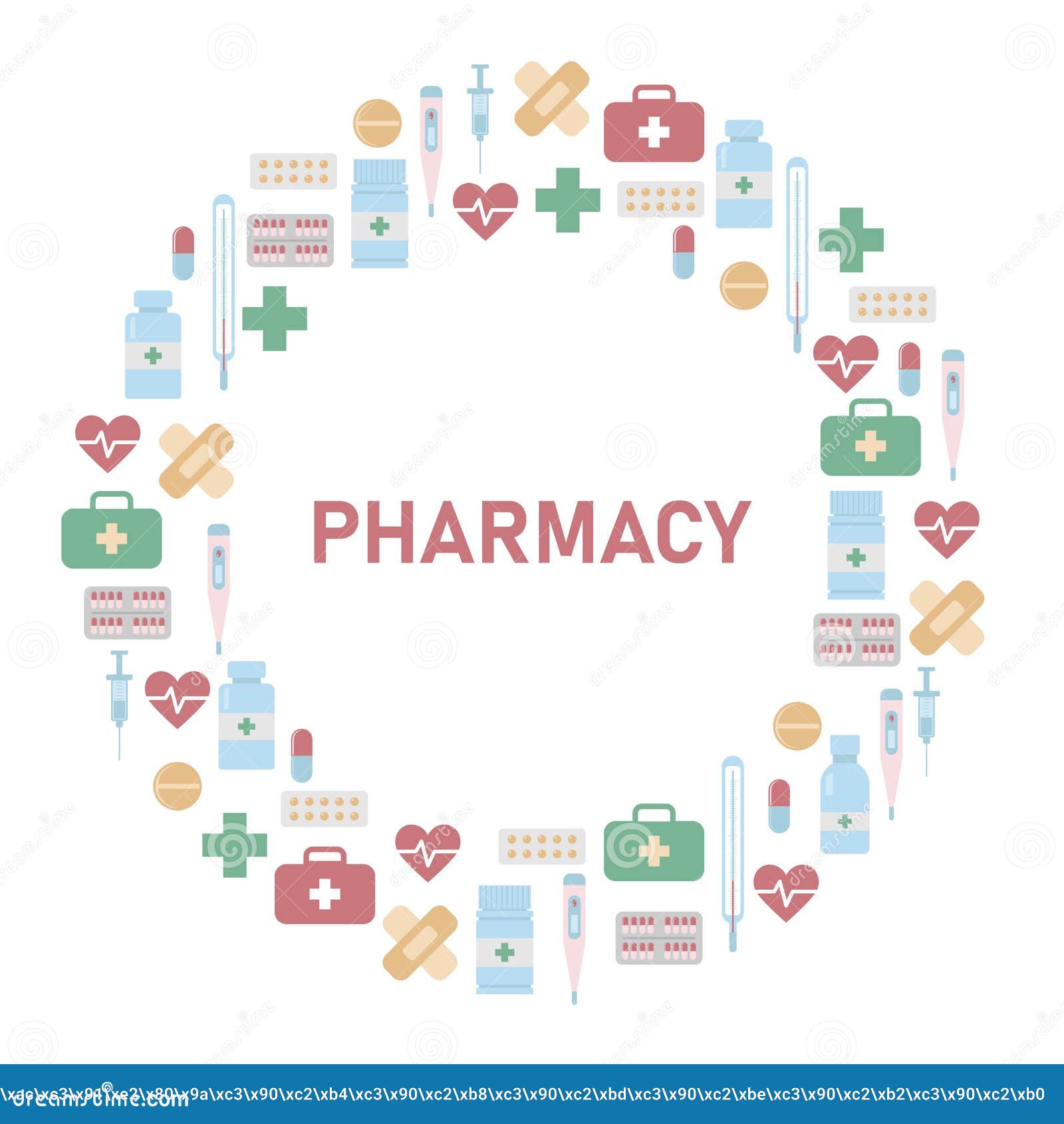 Round Frame of Pharmacy Items Stock Vector - Illustration of pharmacy ...