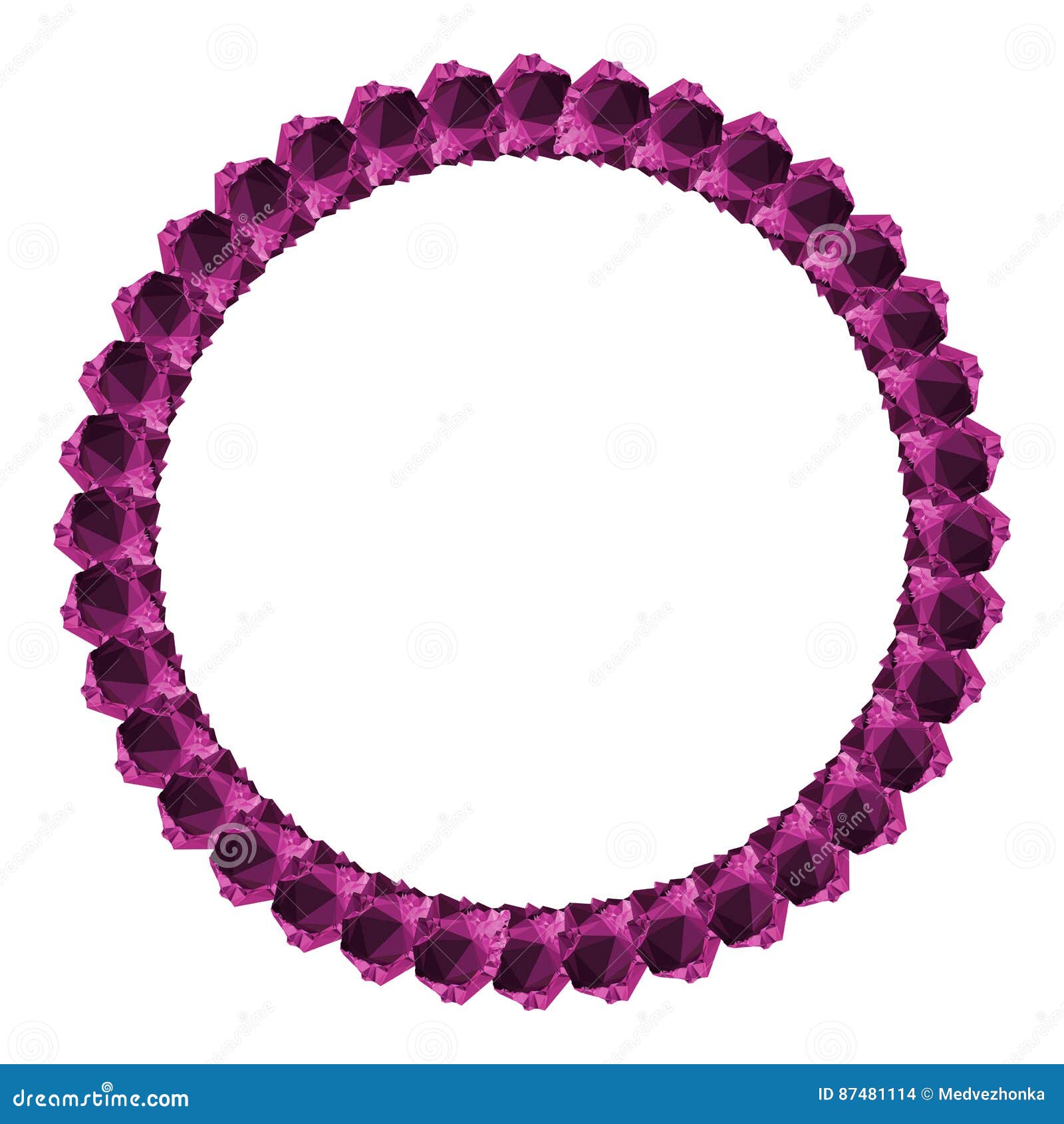 Round Frame with Purple Gems. Raster Clip Art. Stock Illustration ...