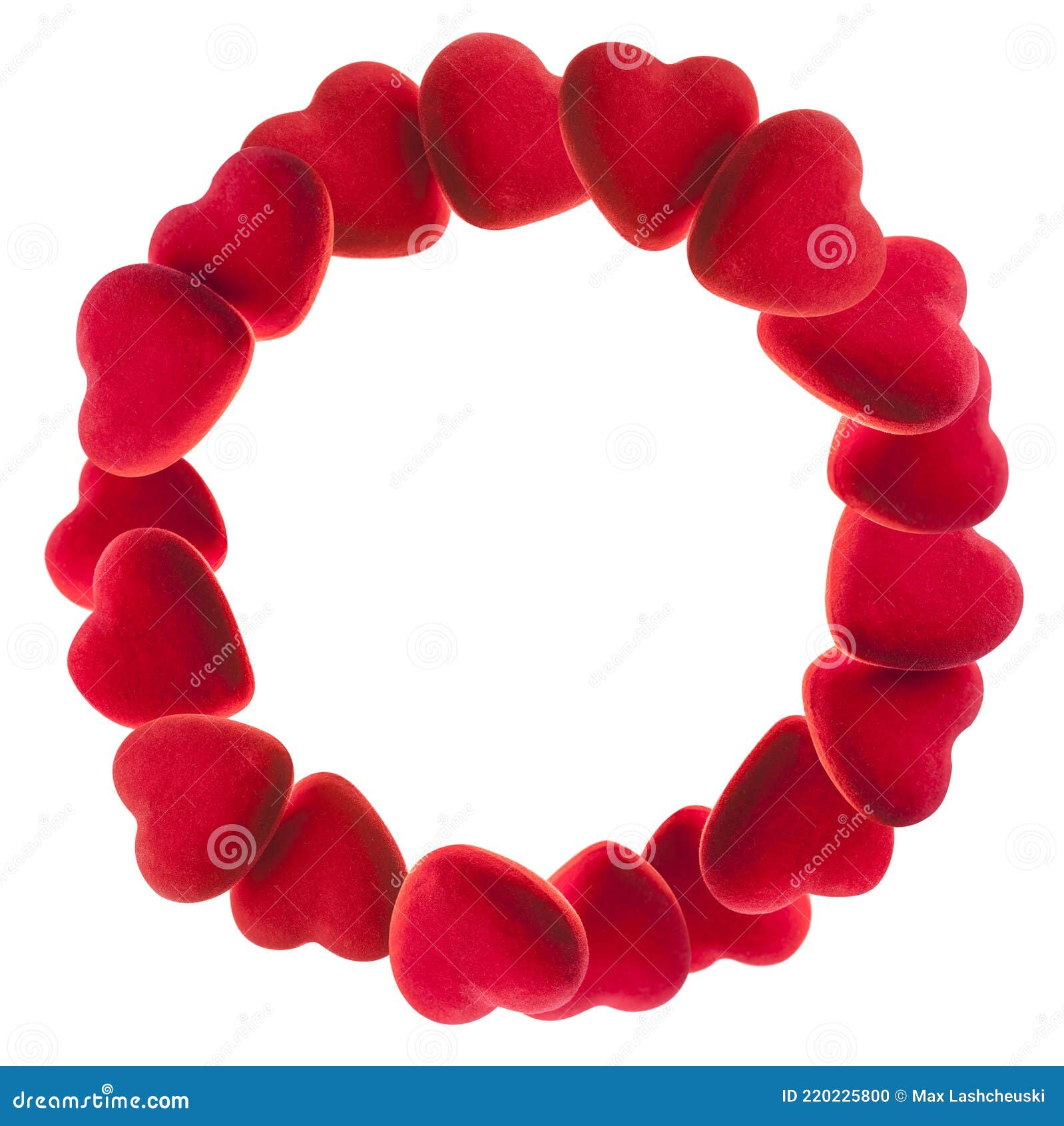Round Frame of Red Hearts Isolated on White Stock Photo - Image of ...