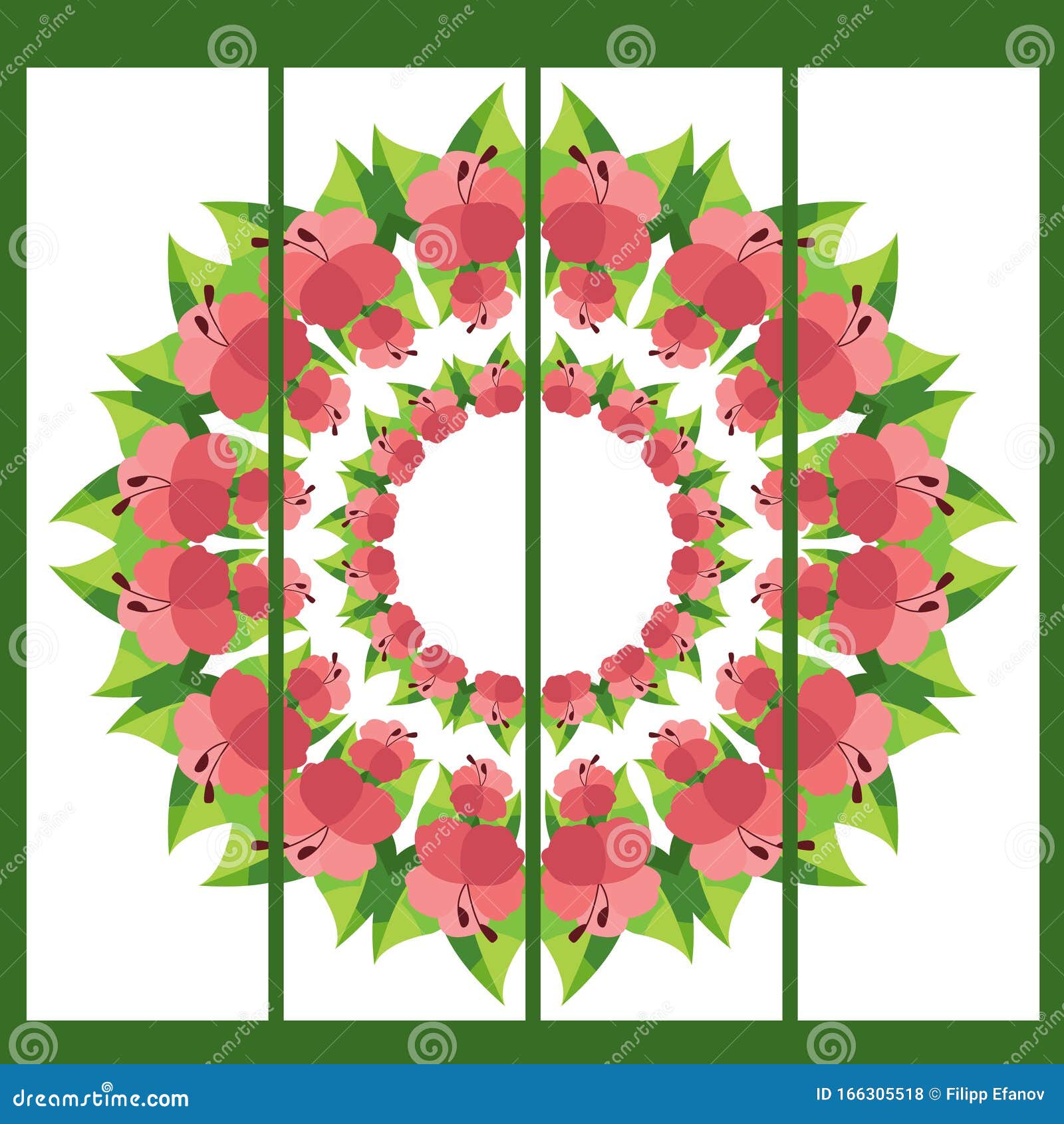 Round Frame of Red Hibiscus Flowers. Border from Plants Stock Vector ...