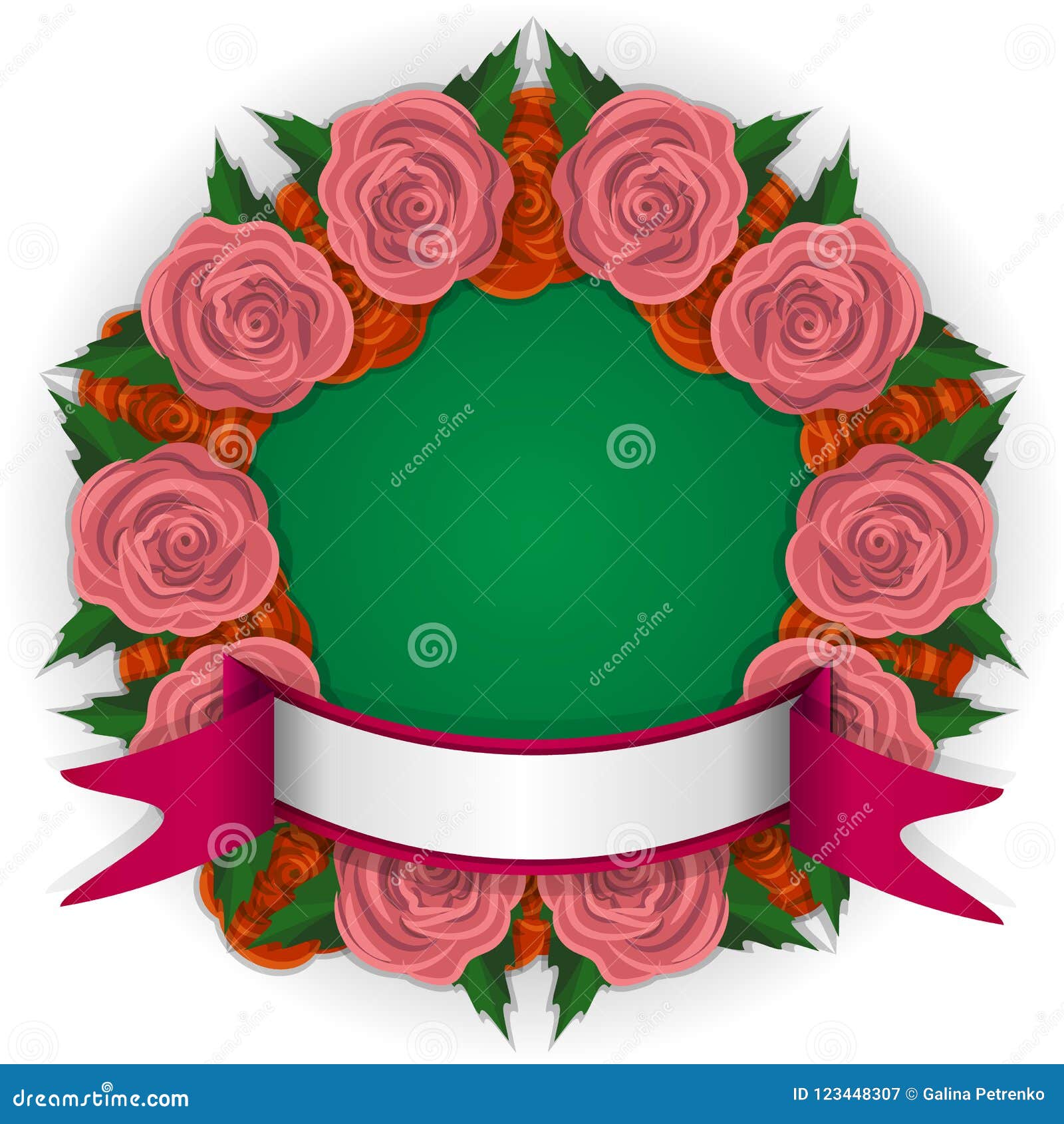 Round Frame of Red Roses Vector Illustration Stock Illustration ...