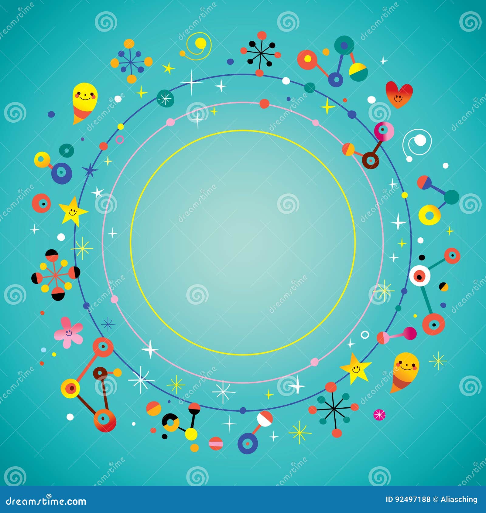 Round Frame Retro Border - Invention, Science, Technology Stock Vector ...