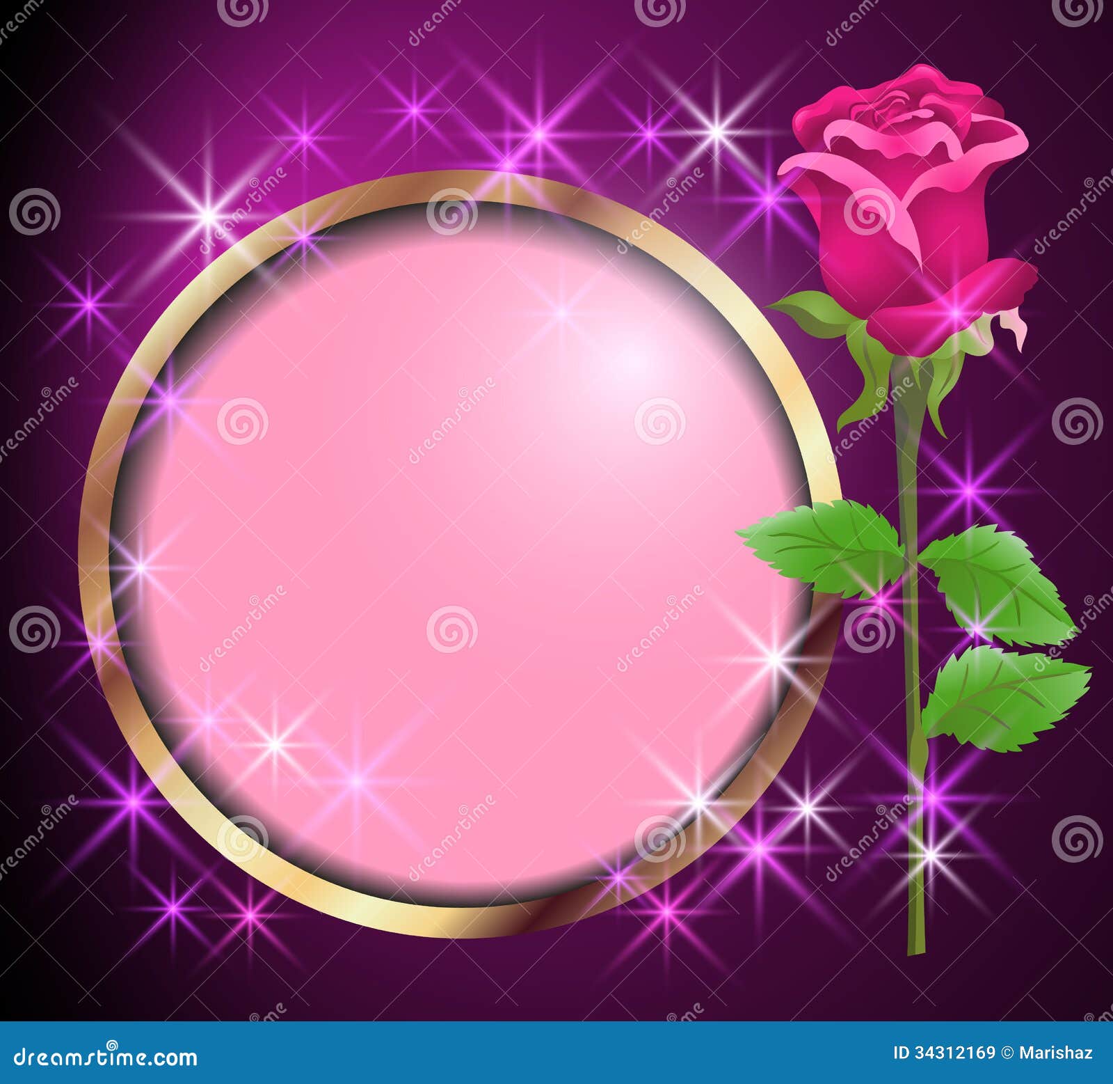 Round frame and rose stock vector. Illustration of festive - 34312169
