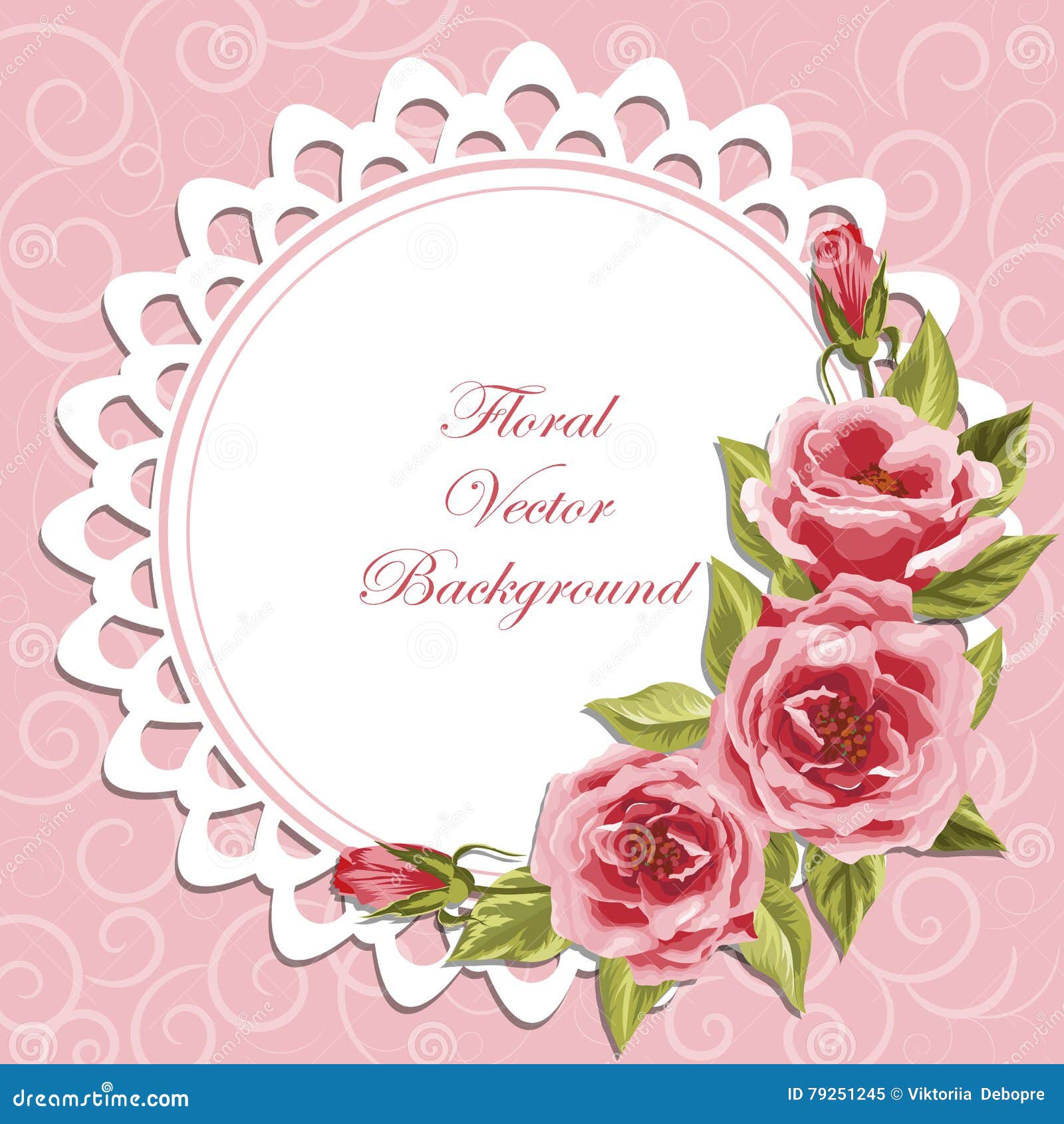 Round frame with roses stock vector. Illustration of flower - 79251245