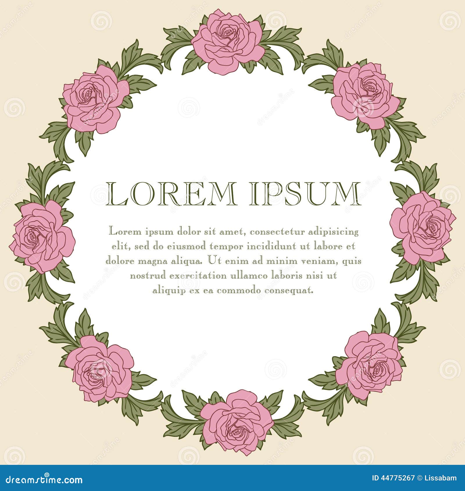 Round frame of roses stock vector. Illustration of bloom - 44775267
