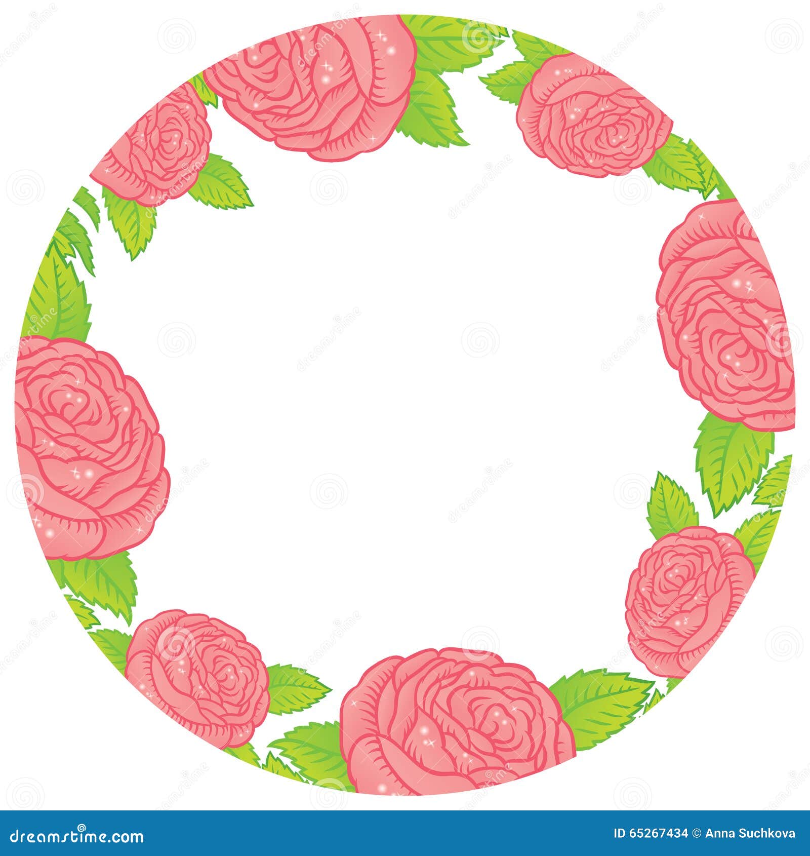 Round frame of roses stock vector. Illustration of flower - 65267434
