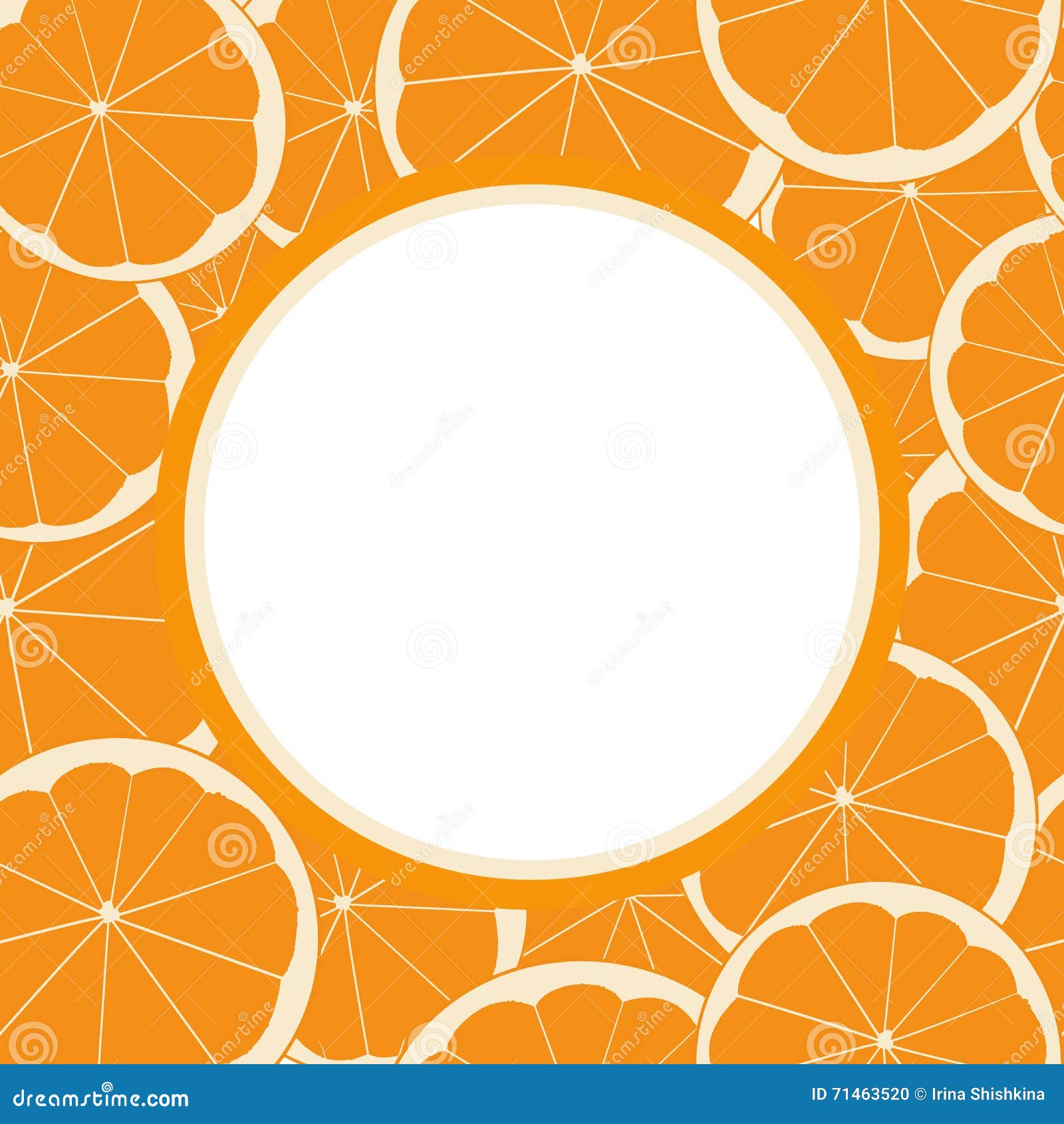 Round Frame with Seamless Pattern of Orange Fruit Stock Vector ...
