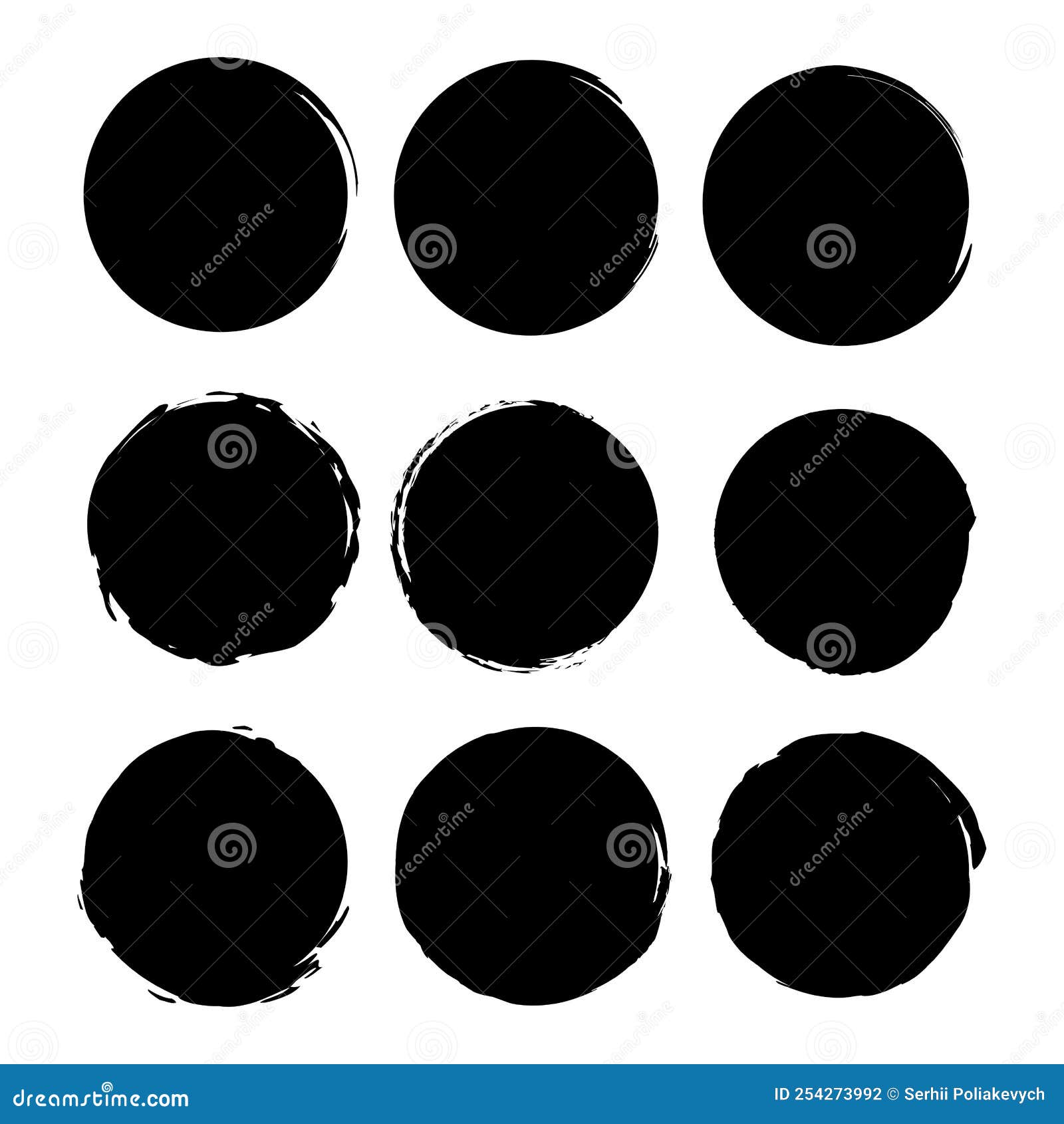 Round Frame Set. Circle Frame Set. Watercolor Brush Texture. Vector ...
