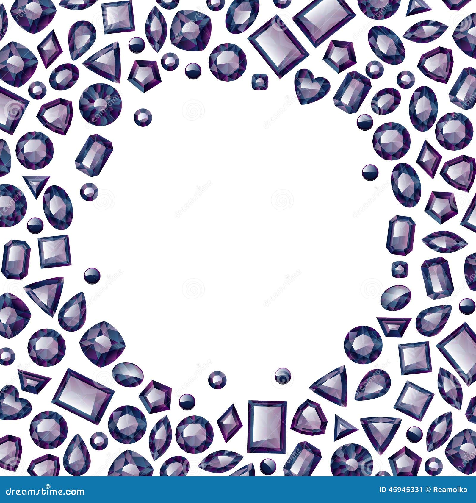 Round Frame of Shiny Black Gemstones. Stock Vector - Illustration of ...