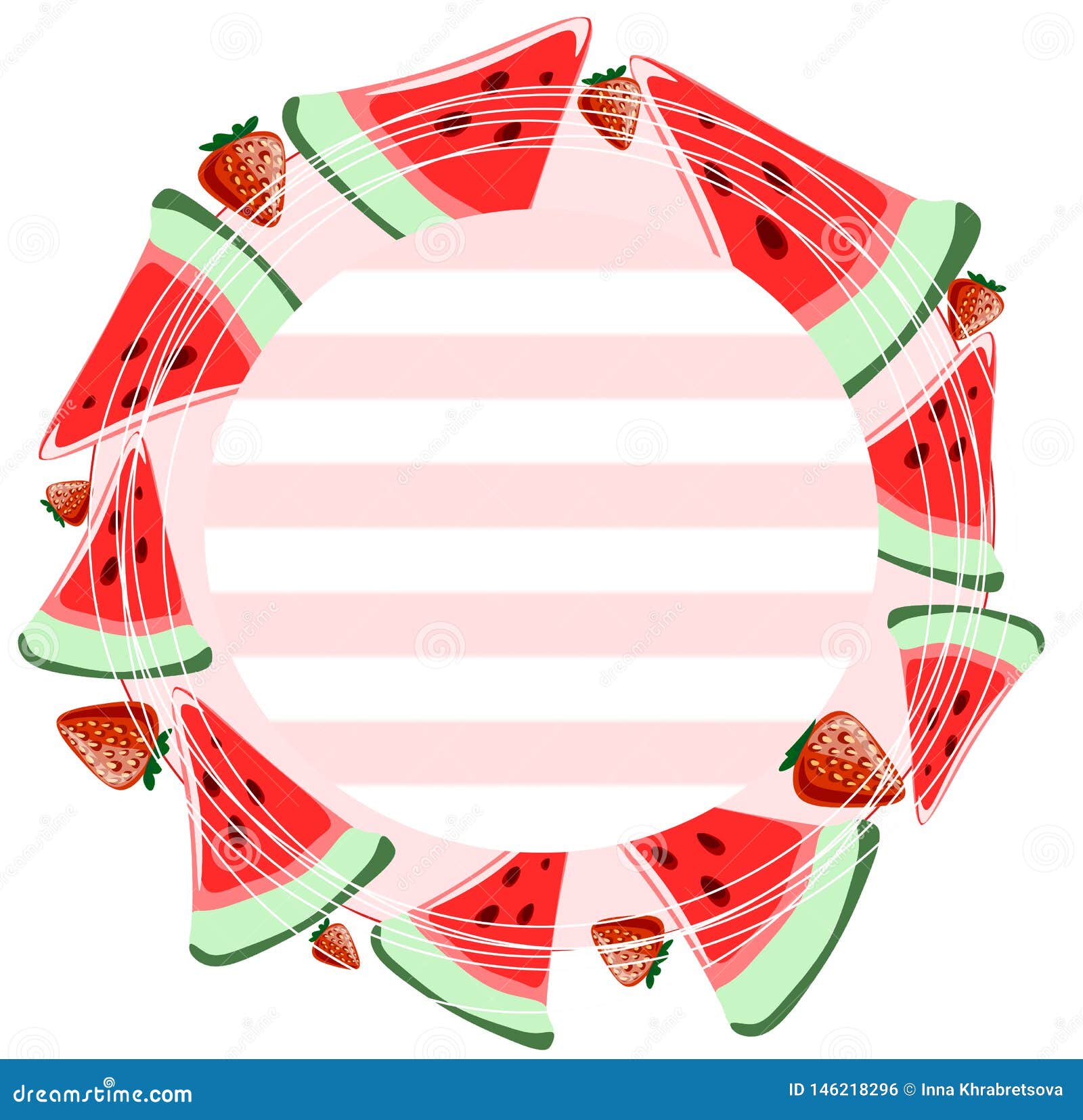 Round Frame with a Slice of Watermelon Stock Illustration ...